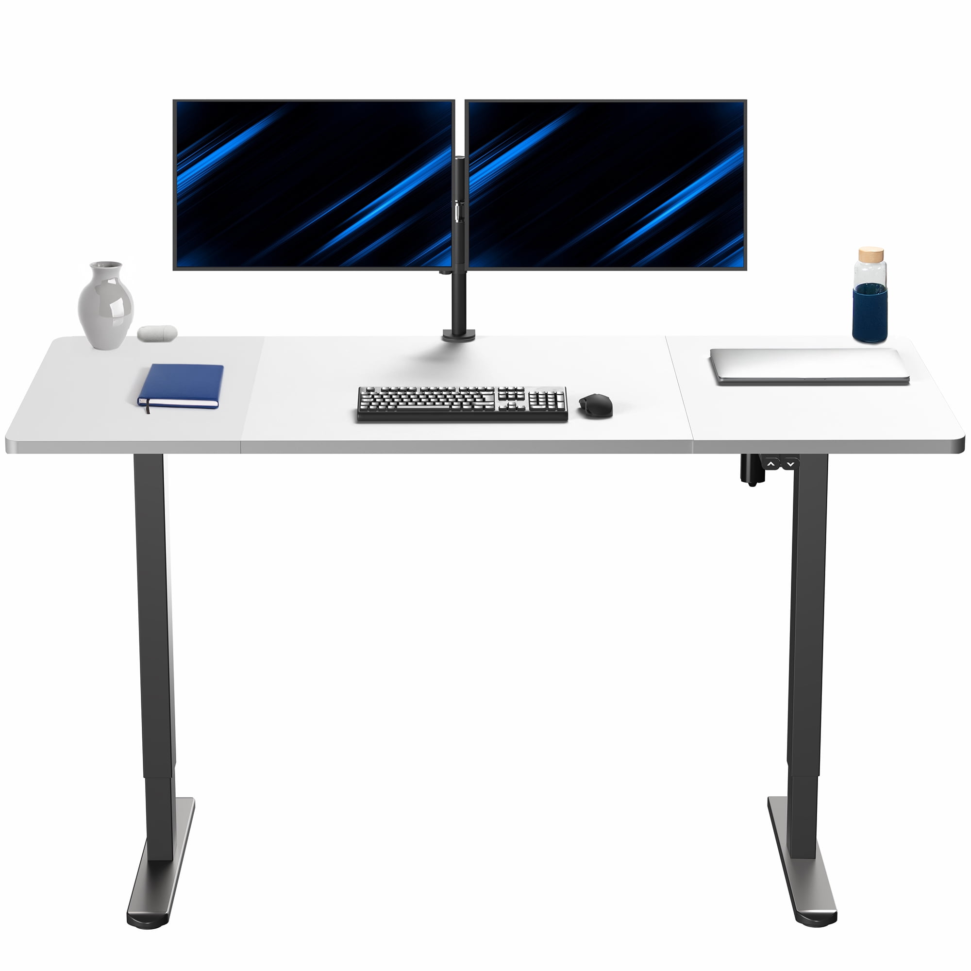 VIVO Electric 60” x 30” Stand Up Desk, White Table Top, Black Frame ...