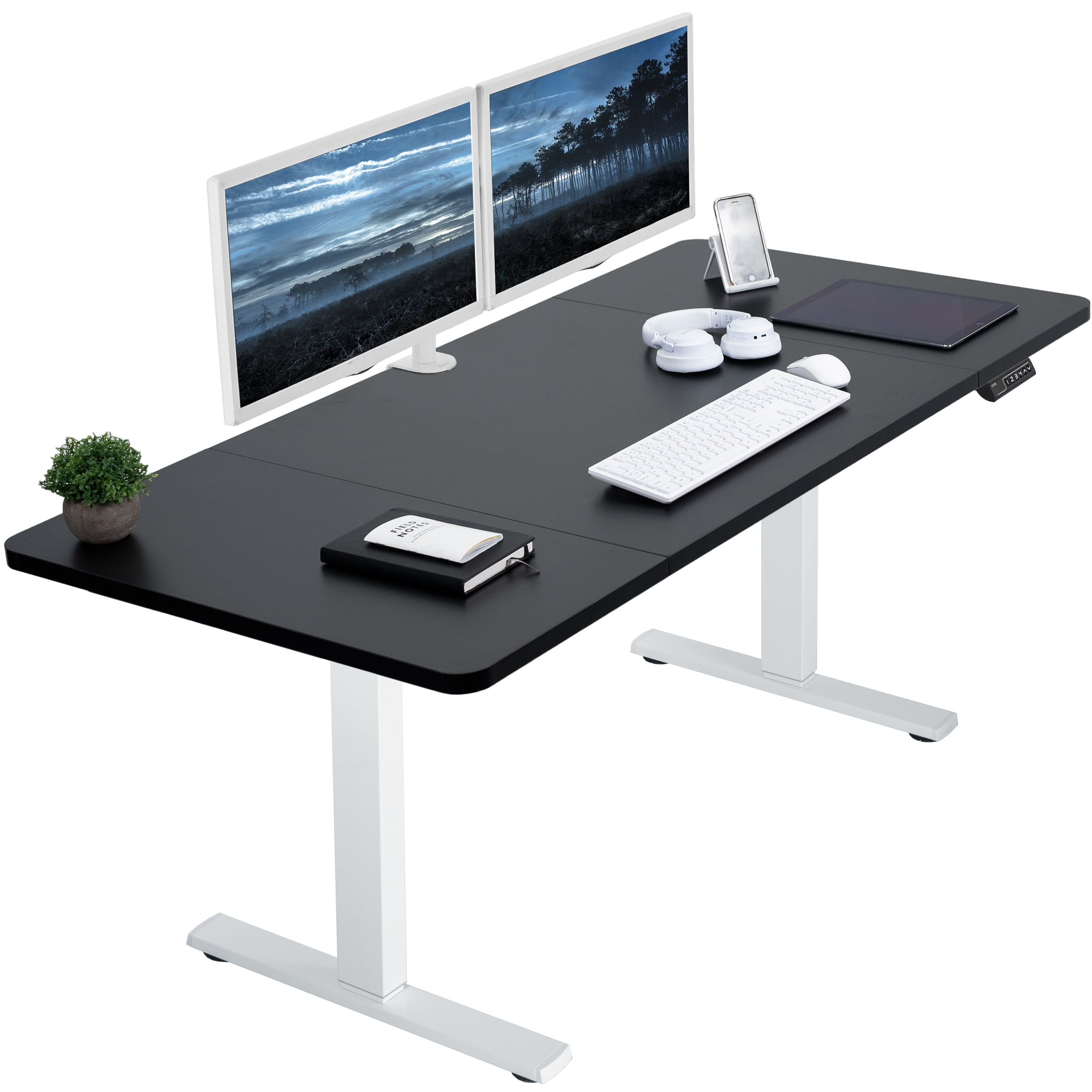 VIVO Electric 60” x 30” Stand Up Desk Workstation, Black Table Top ...