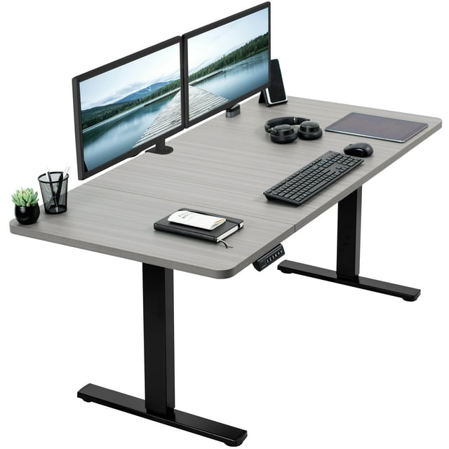 VIVO Electric 60” x 30” Stand Up Desk Workstation, Dark Gray Top, Black ...