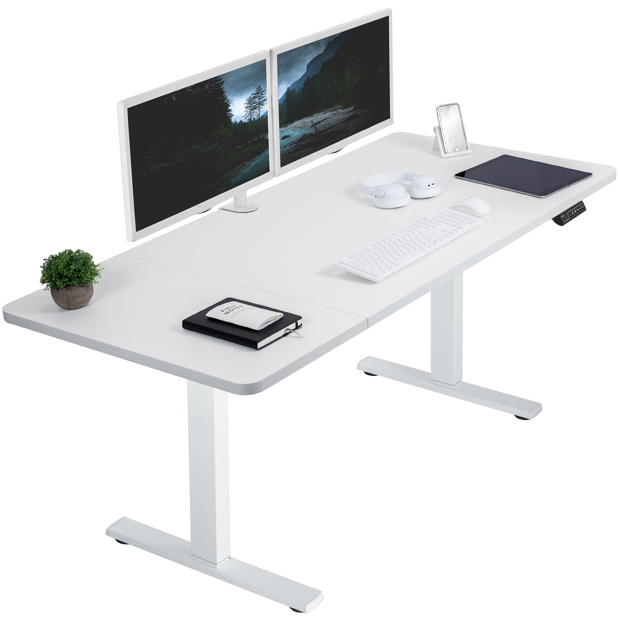 "VIVO Adjustable Height Electric 60"" x 30"" Stand Up Desk, White Table ...