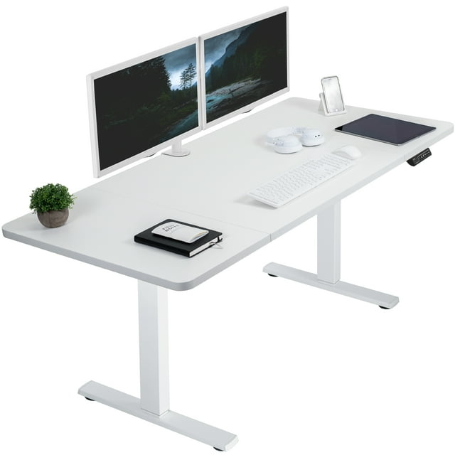 "VIVO Adjustable Height Electric 60"" x 30"" Stand Up Desk, White Table ...