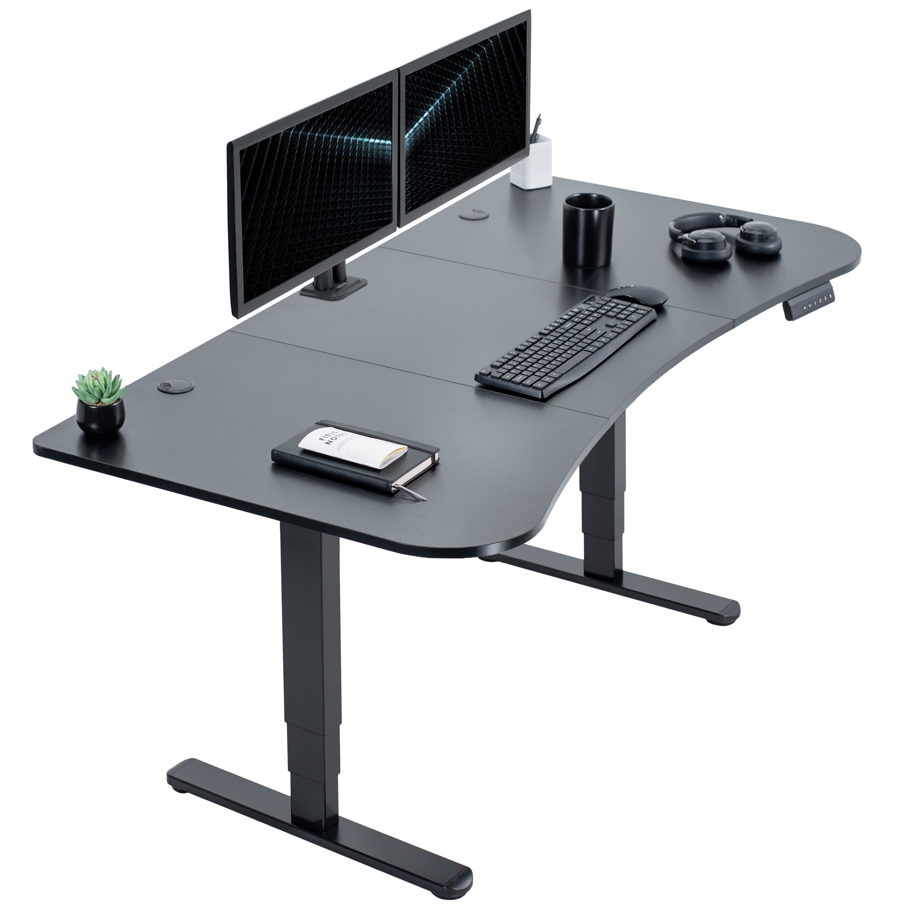 VIVO Electric 63" x 32" Stand Up Desk, Black Carbon Fiber Top, Black ...