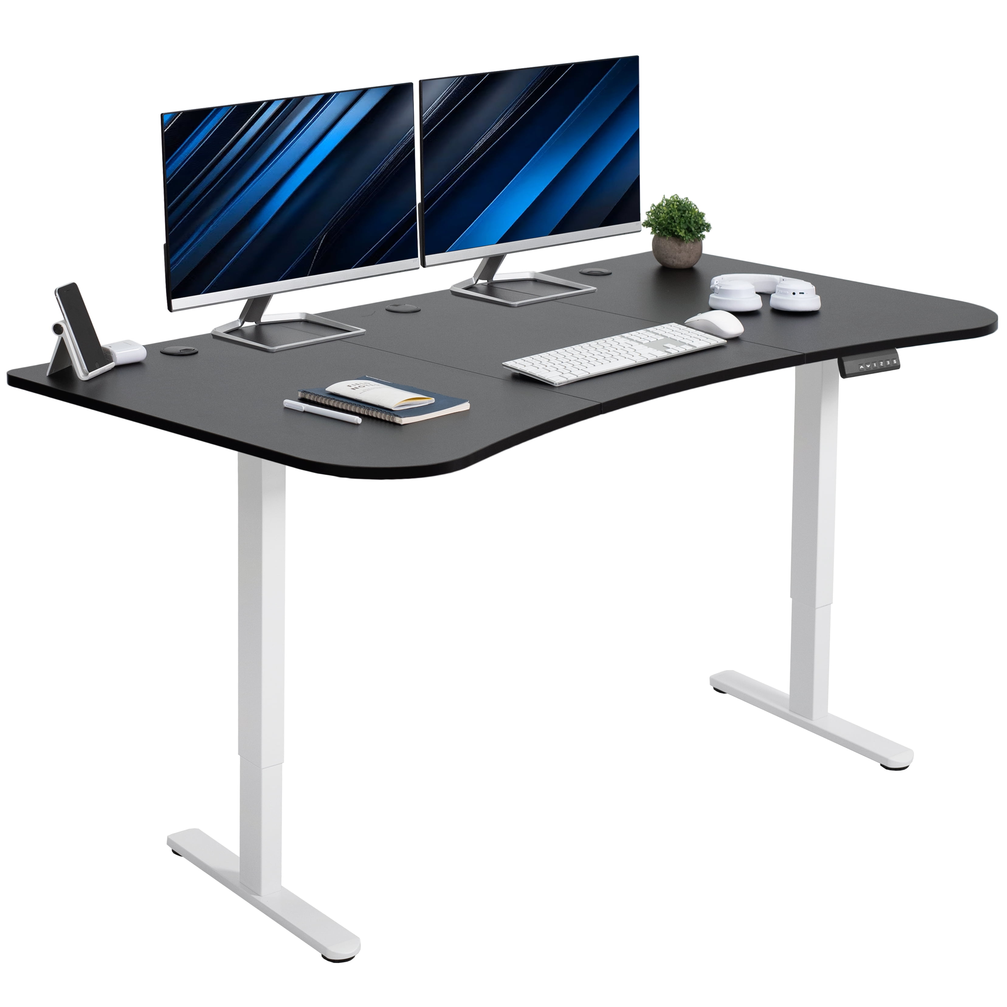 VIVO Electric 63” x 32” Stand Up Desk, Black Table Top, White Frame ...