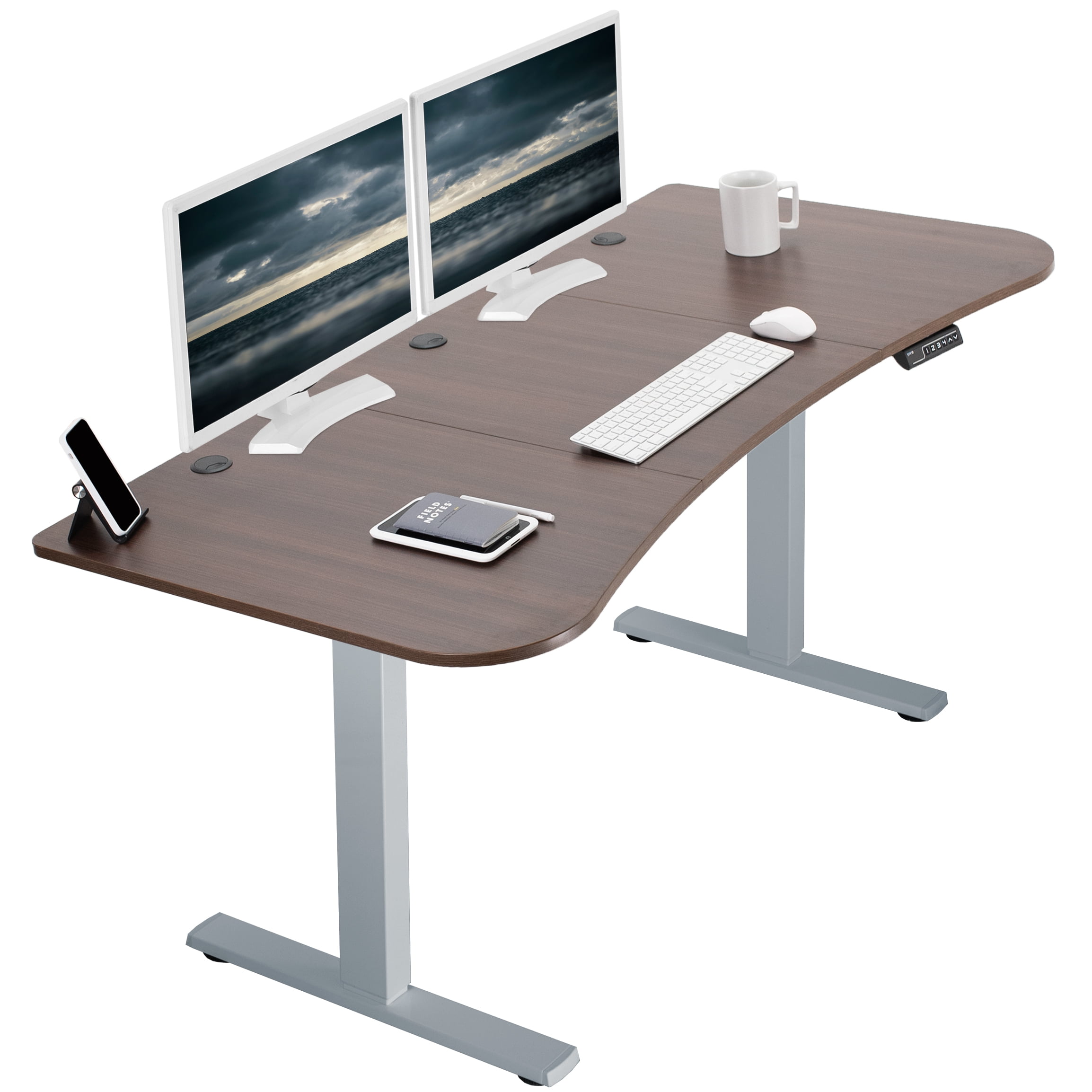 VIVO Electric 63” x 32” Stand Up Desk, Dark Walnut Table Top, Gray ...