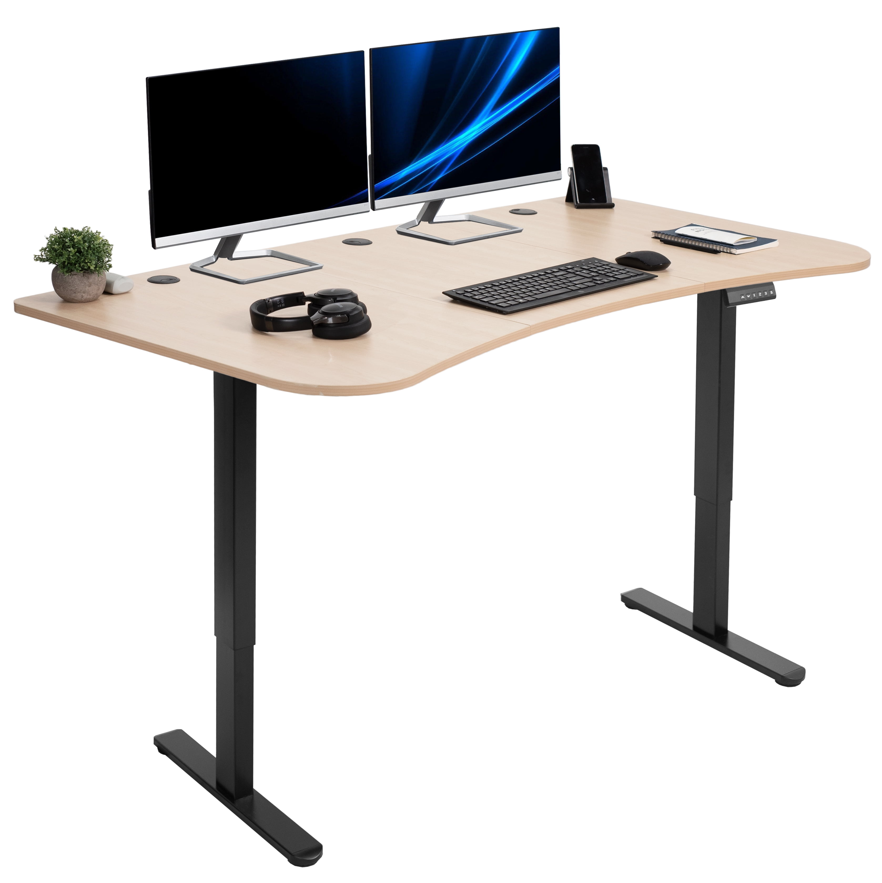 VIVO Height Adjustable Stand Up Office Desk, Electric 63” x 32”, Light ...
