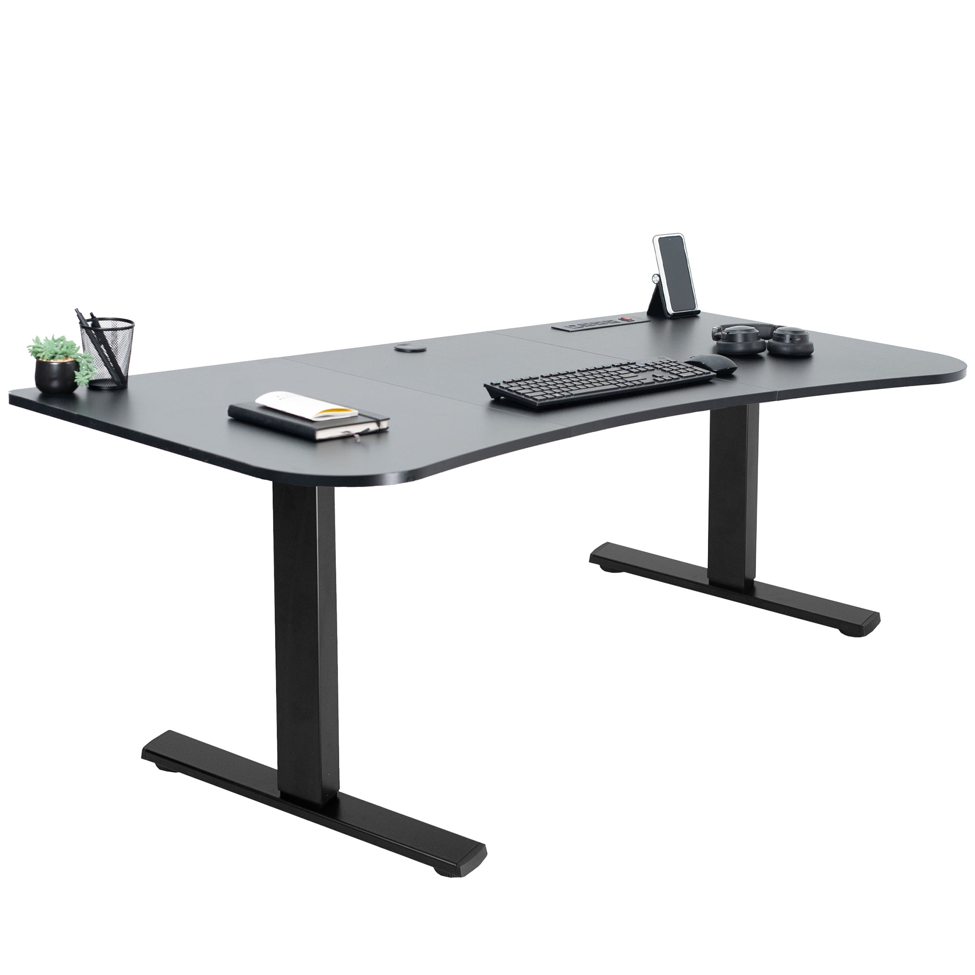 VIVO Electric 63” x 32” Standup Desk, Black 3 Part Top with Built-in ...