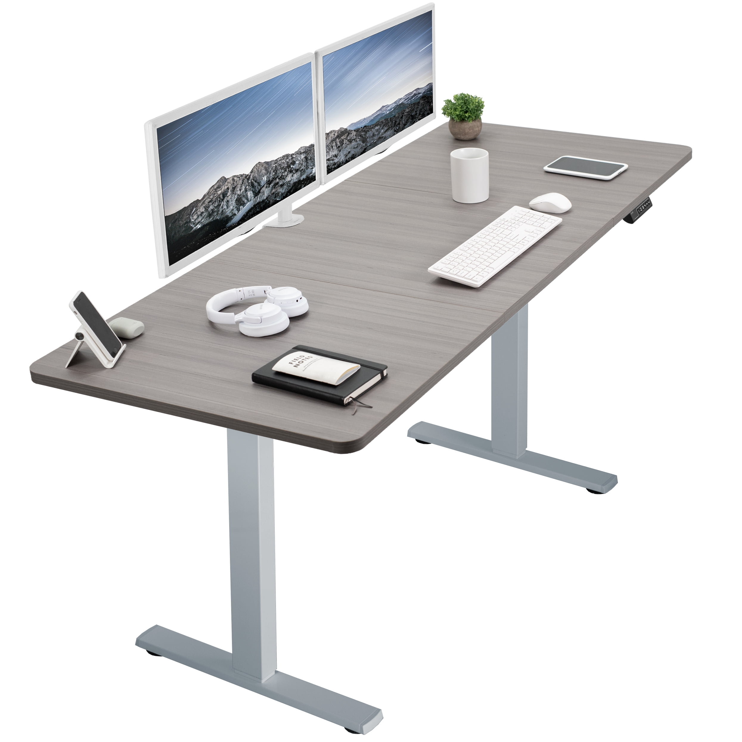 VIVO Electric 71” x 30” Stand Up Desk, Dark Gray Table Top, Gray Frame ...