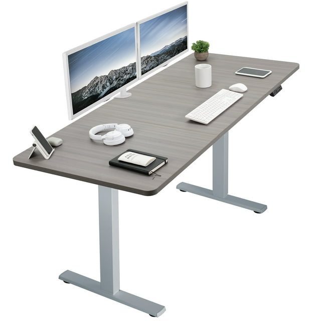 VIVO Electric 71” x 30” Stand Up Desk, Dark Gray Table Top, Gray Frame ...