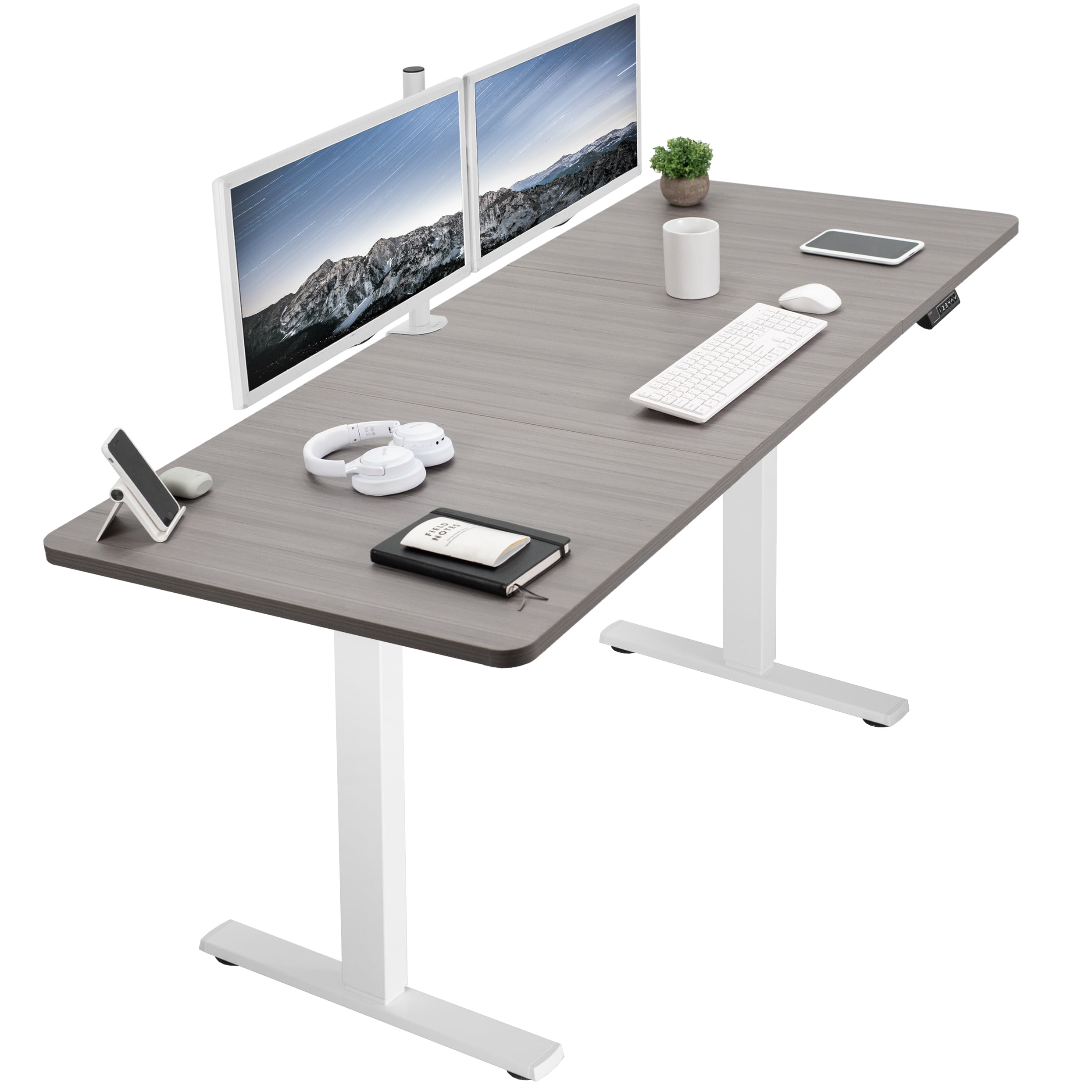 VIVO Electric 71” x 30” Stand Up Desk, Dark Gray Table Top, White Frame ...
