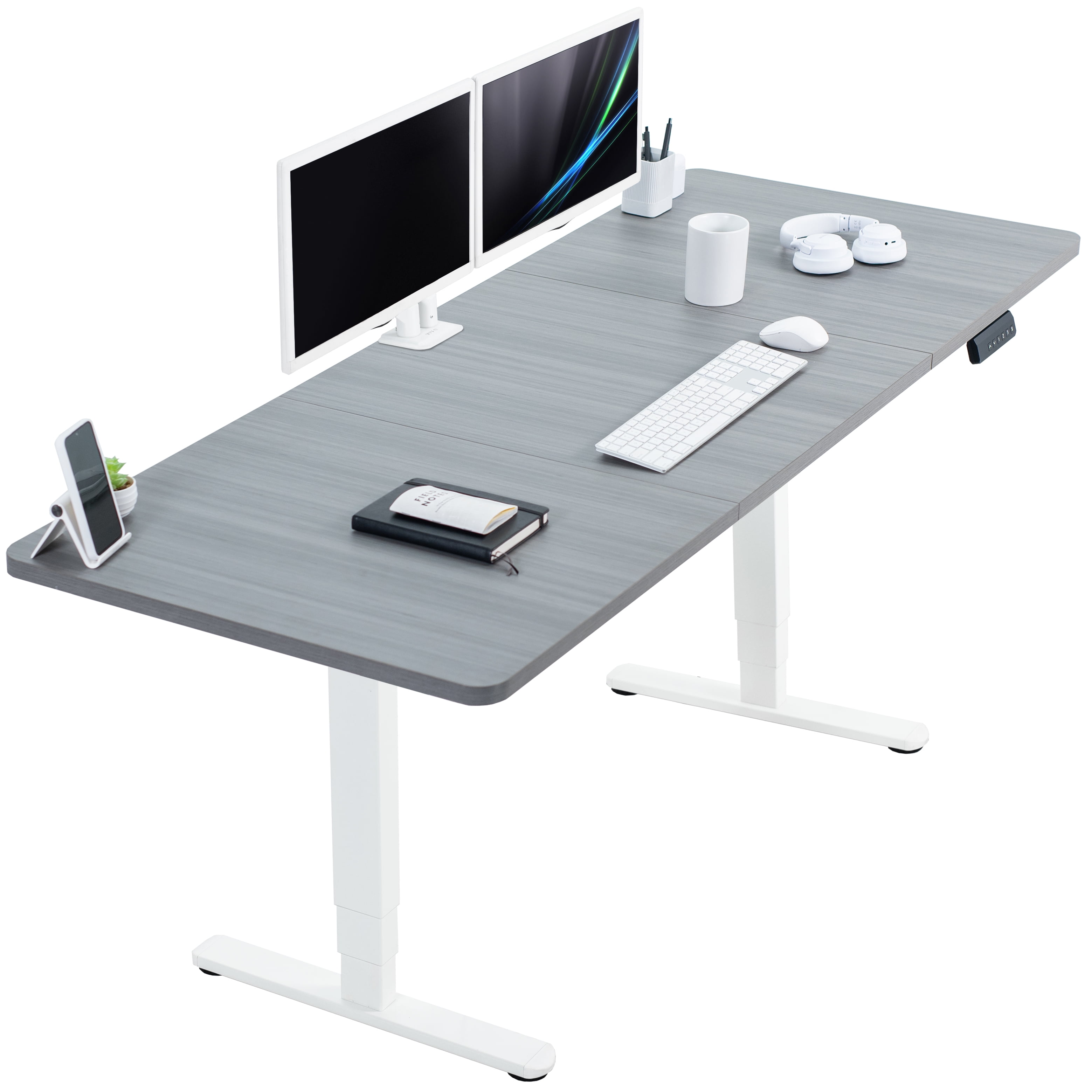 VIVO Electric 71” x 30” Stand Up Desk, Dark Gray Table Top, White Frame ...