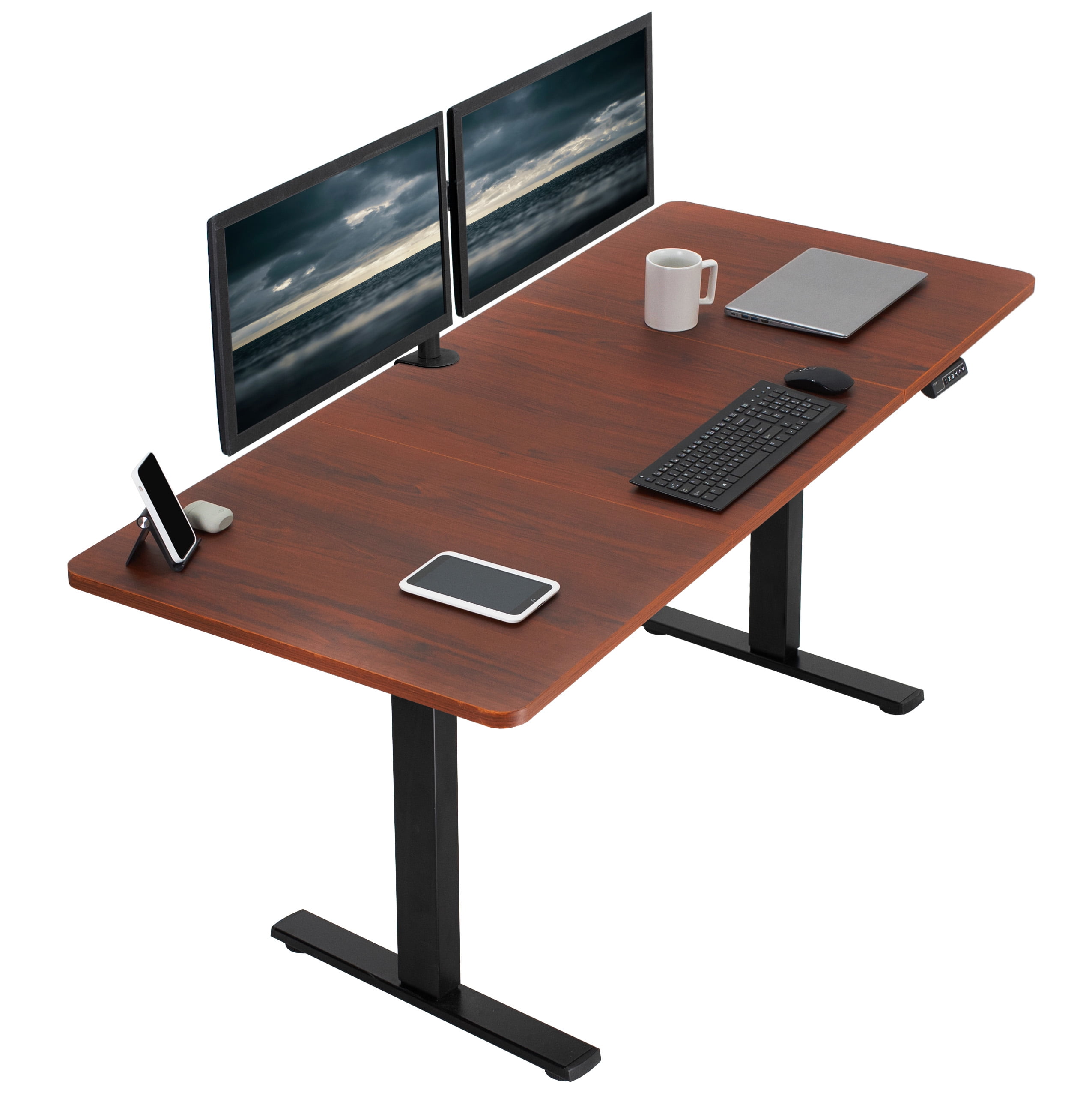 VIVO Electric 71” x 30” Stand Up Desk, Dark Walnut Table Top, Black ...