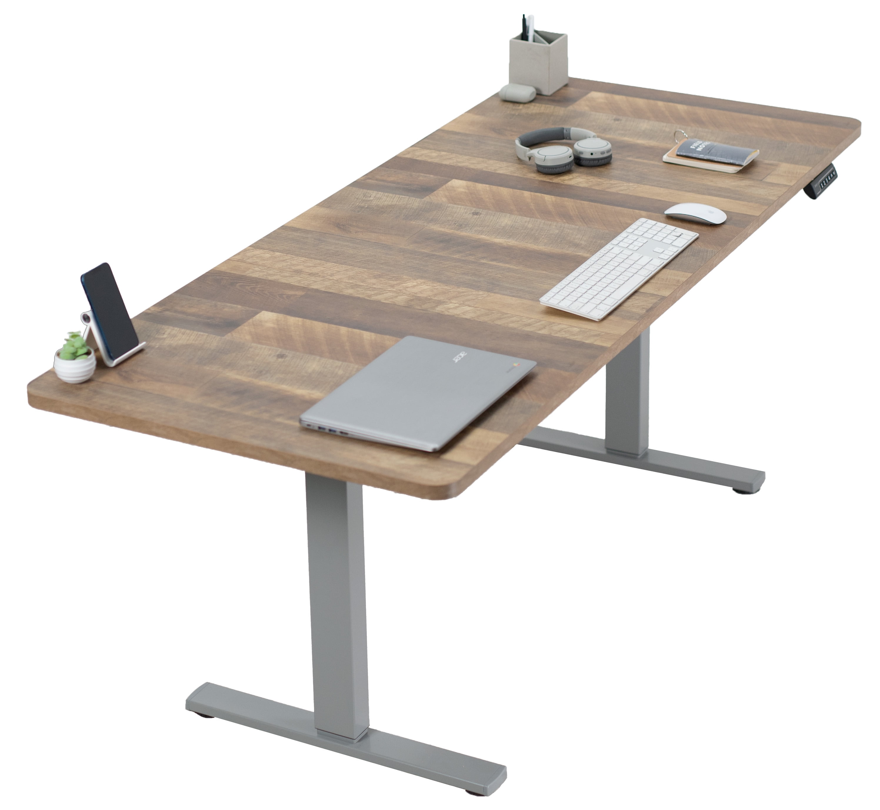 VIVO Electric 71” x 30” Stand Up Desk, Reclaimed Wood Table Top, Gray ...