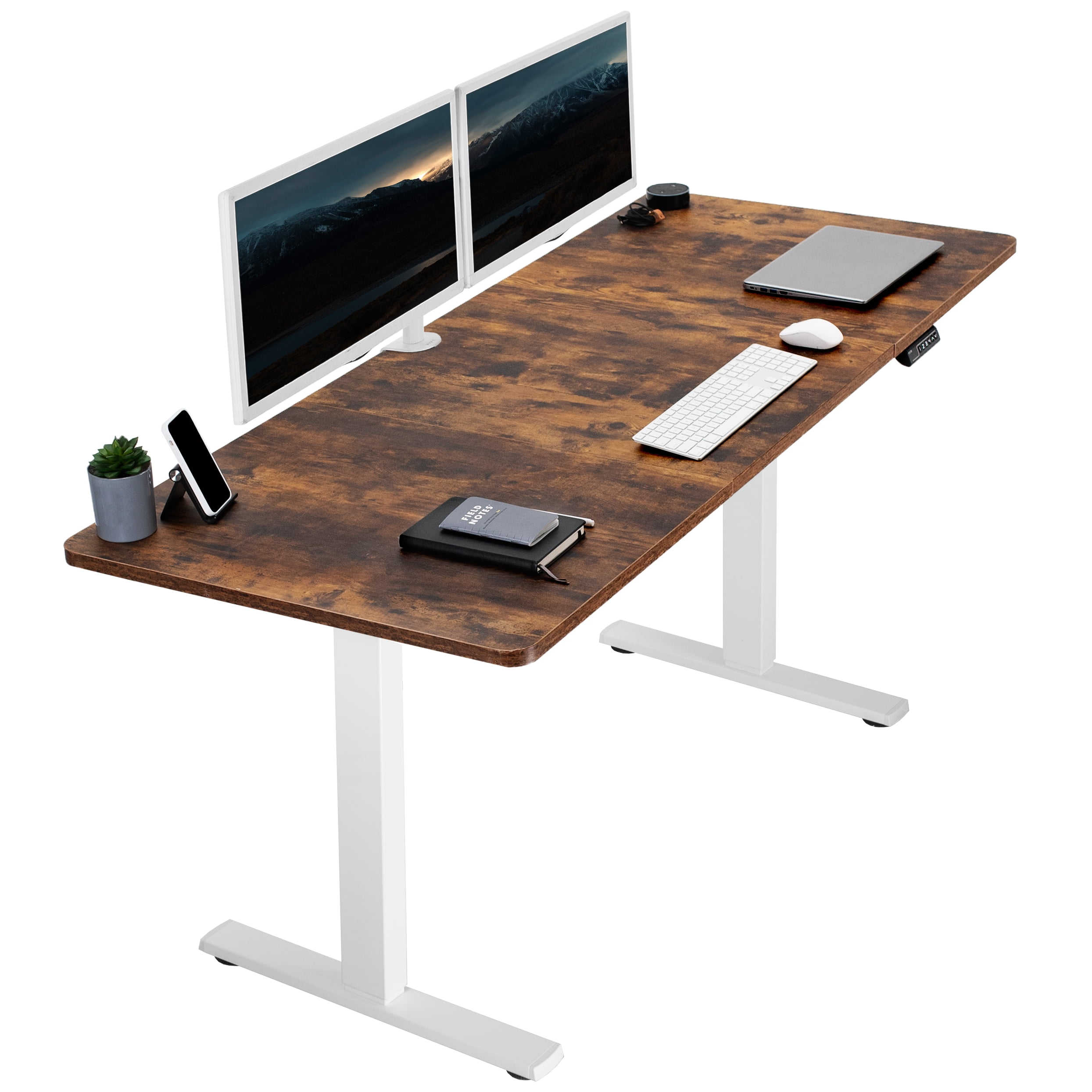 VIVO Electric Stand Up Office Computer Table, 71” x 30” Desk, Rustic ...