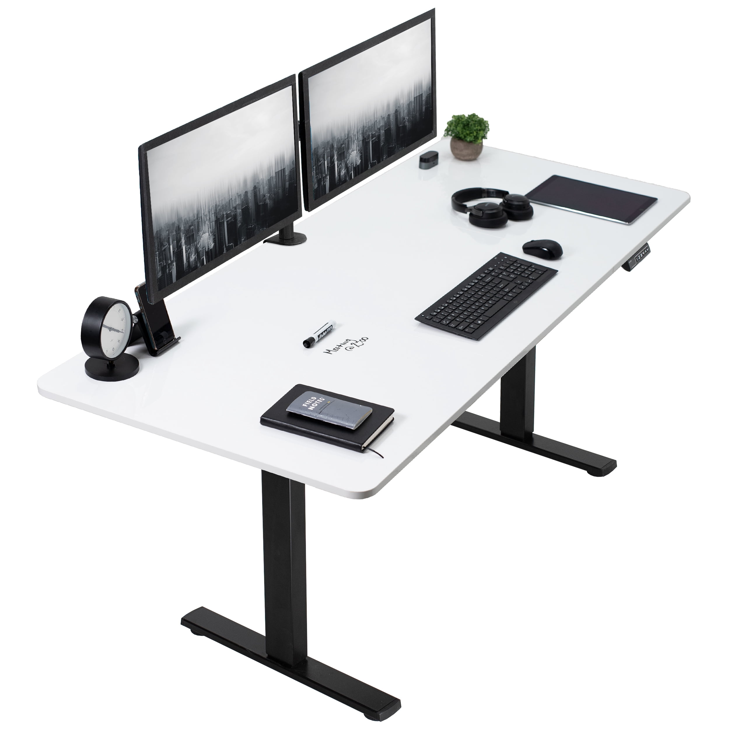 VIVO Electric 71” x 30” Stand Up Desk, White Dry Erase Table Top, Black ...