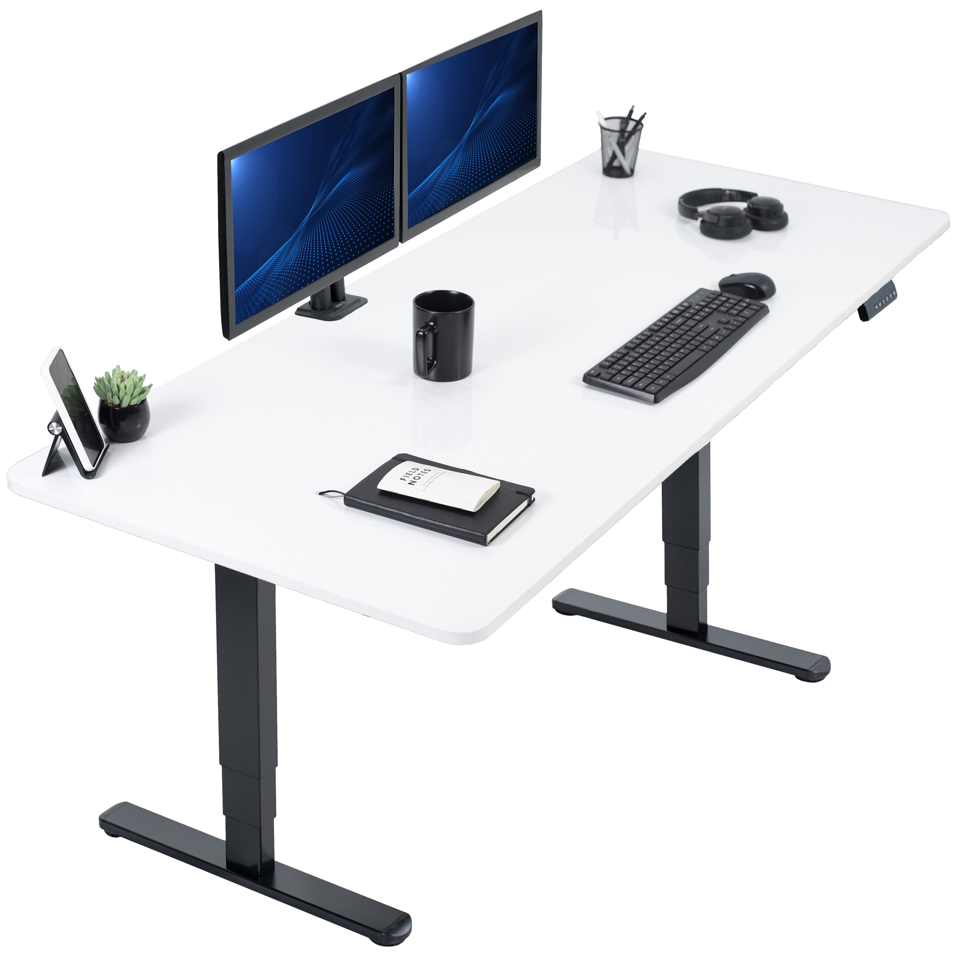 VIVO Electric 71” x 30” Stand Up Desk, White Dry Erase Table Top, Black ...