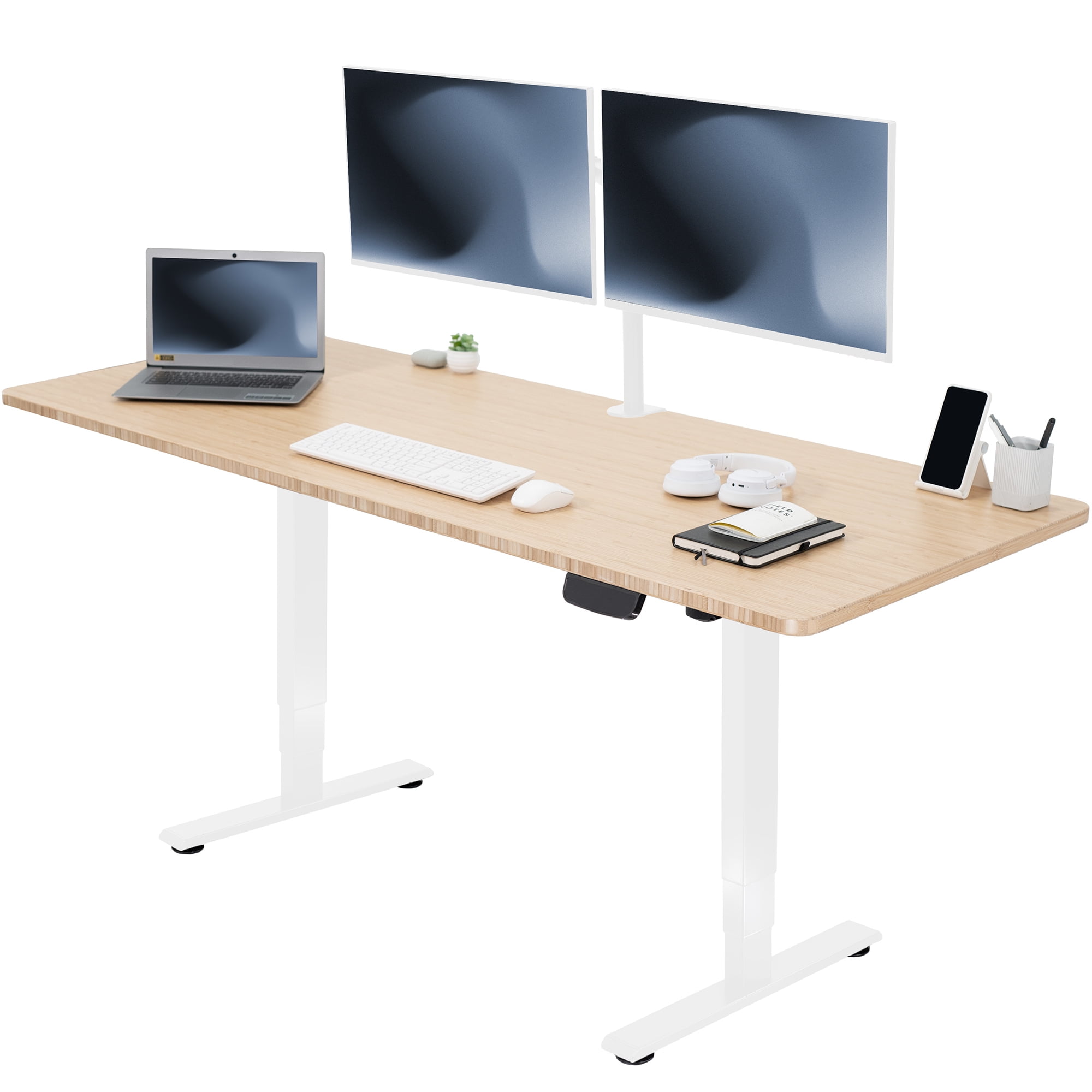 VIVO Electric 71" x 30" Stand Up Desk Workstation, Bamboo Table Top ...
