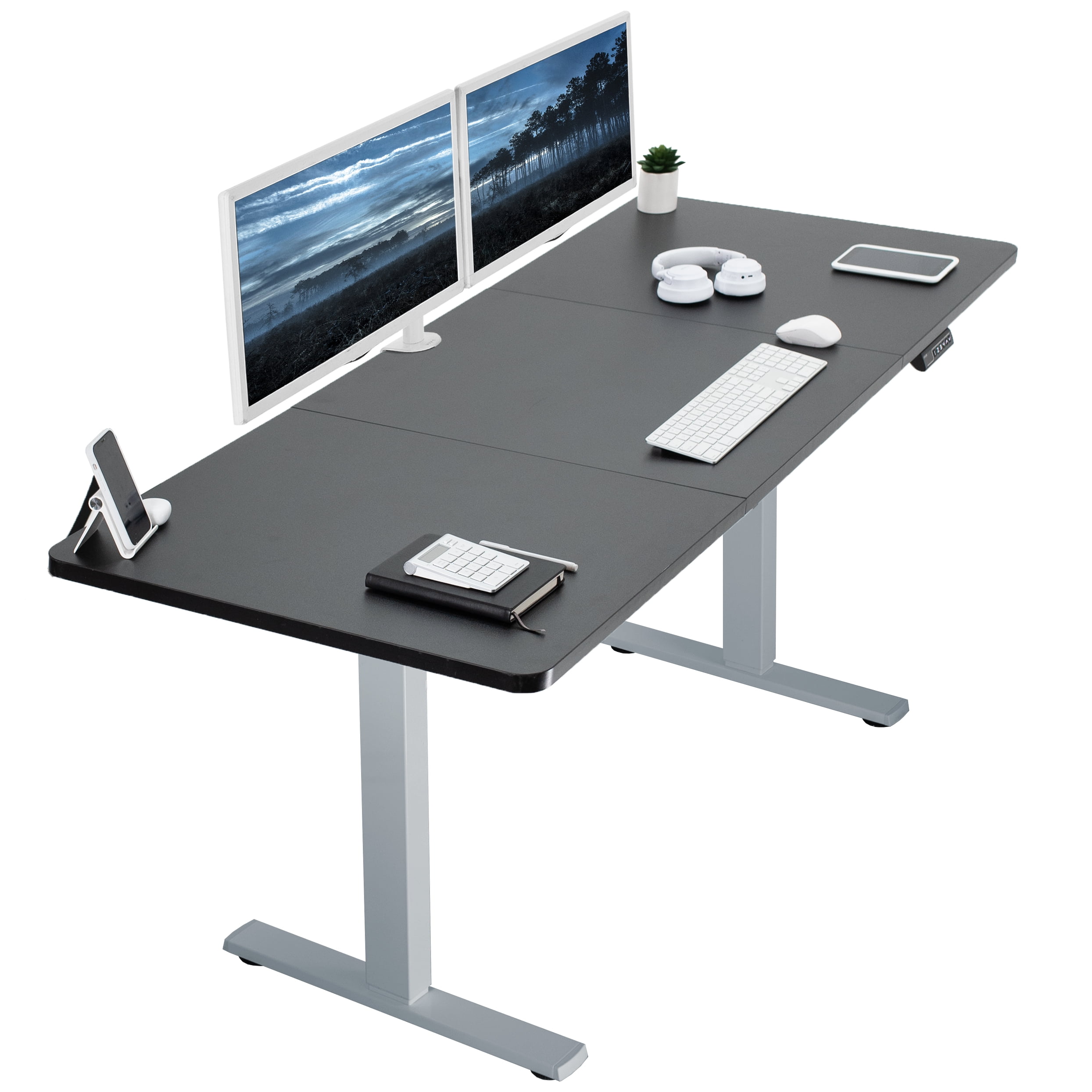 VIVO Electric 71” x 30” Stand Up Desk Workstation, Black Table Top ...
