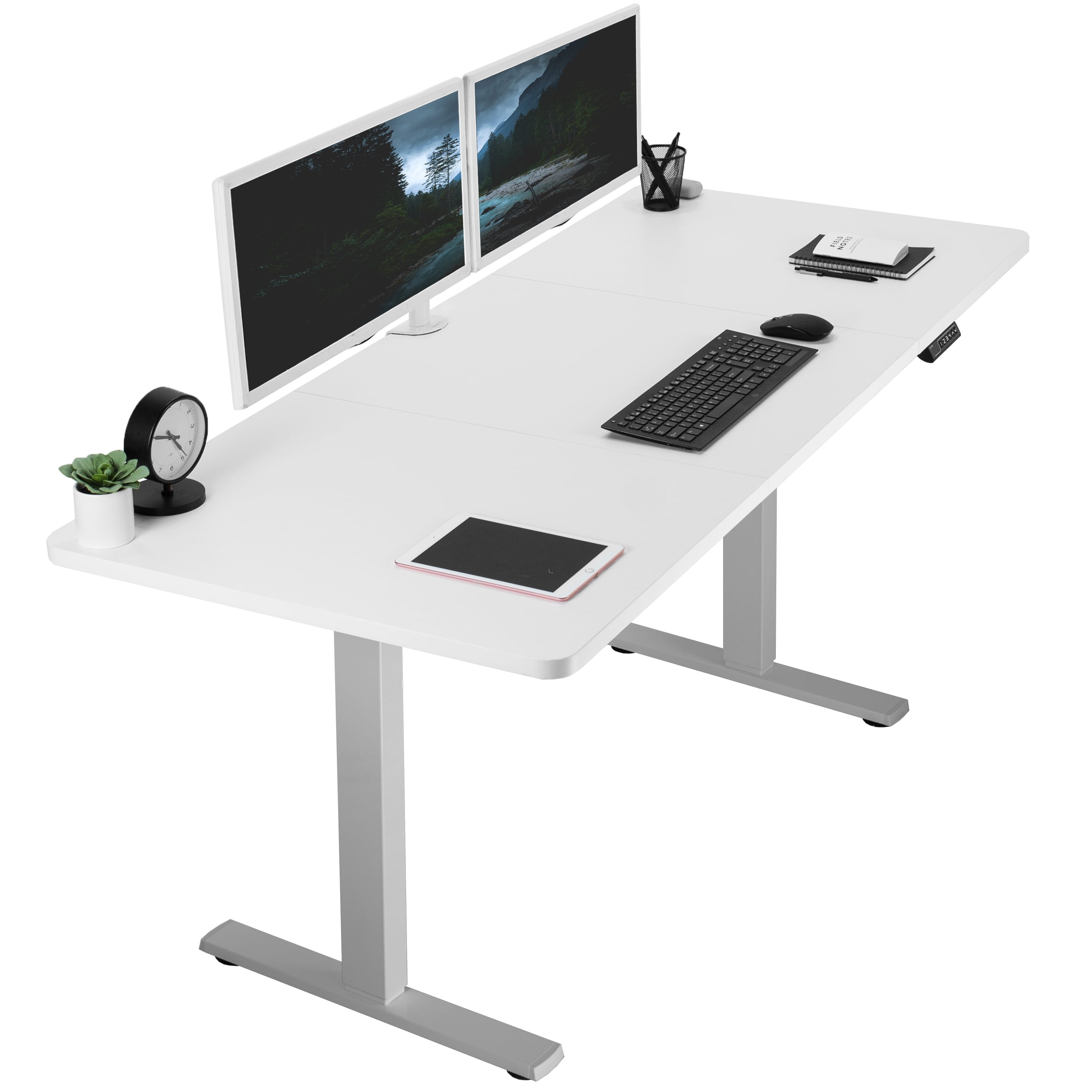 VIVO Electric 71” x 30” Stand Up Desk Workstation, White Table Top ...