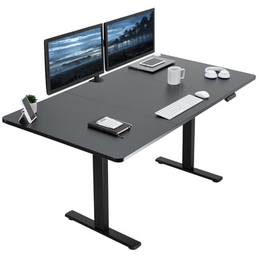 VIVO Electric 71” x 36” Stand Up Desk, Dark Walnut Table Top, White ...