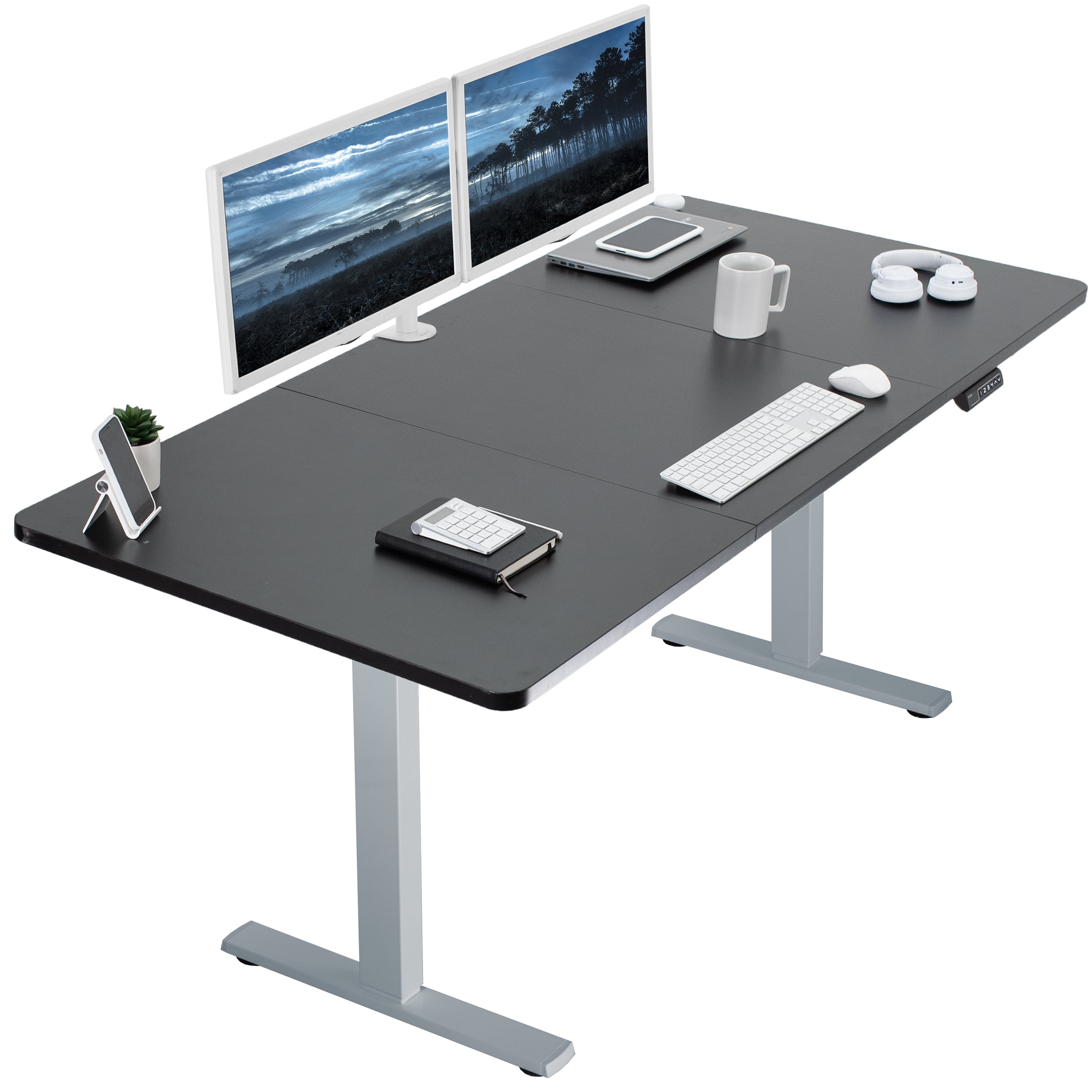 VIVO Electric 71” x 36” Stand Up Desk, Black Table Top, Gray Frame - Walmart Business Supplies