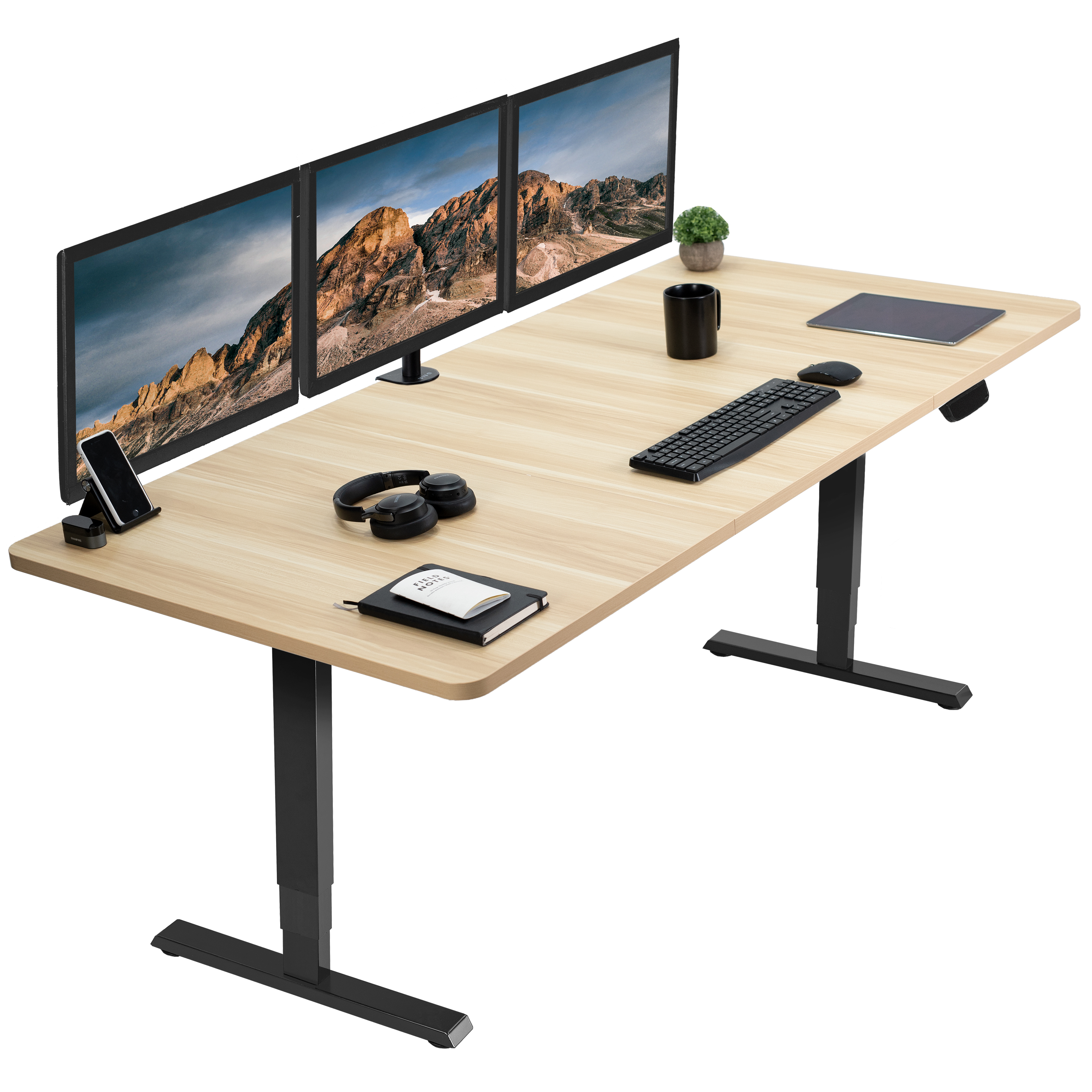 VIVO Electric 71” x 36” Stand Up Desk, Light Wood Table Top, Black ...