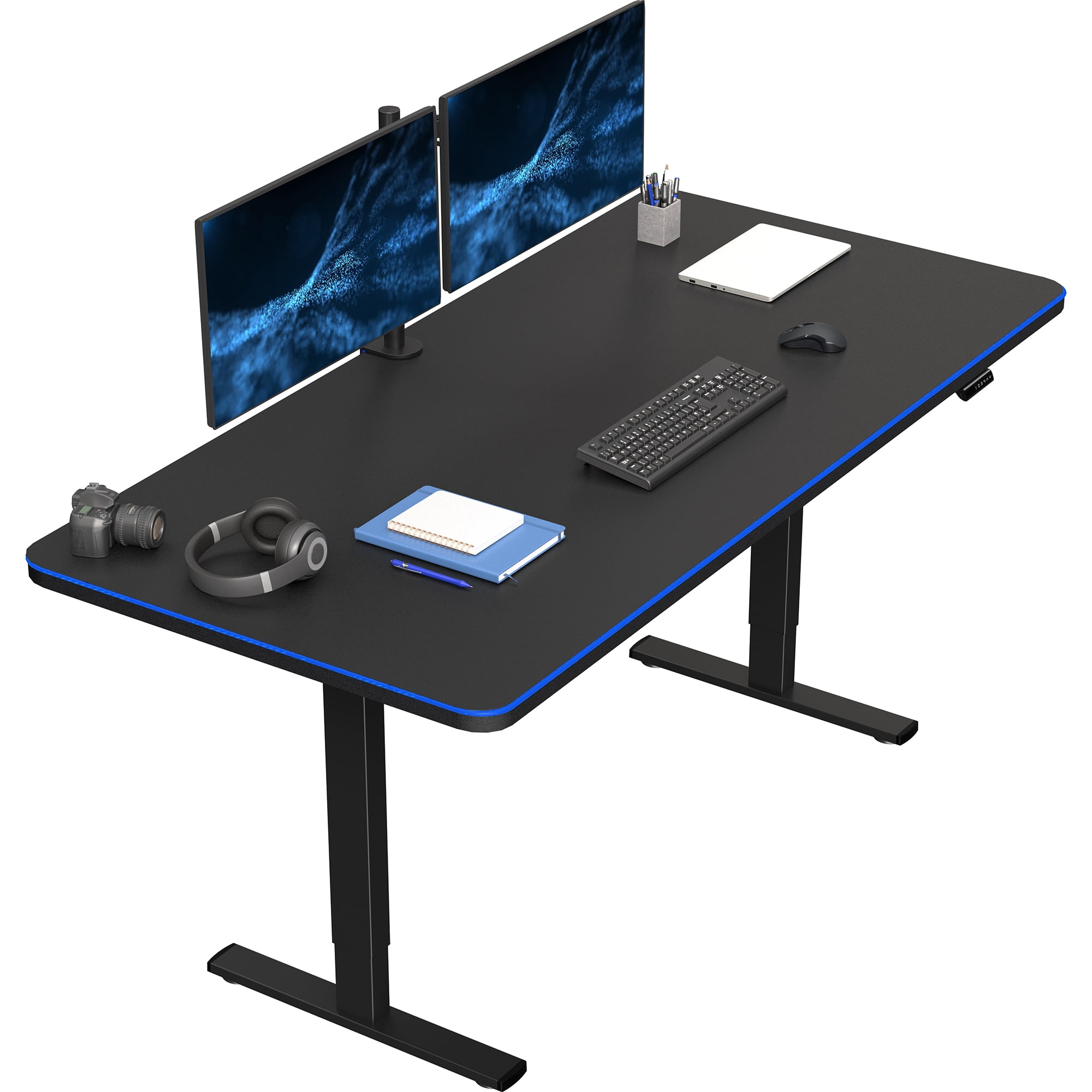 VIVO Electric 71” x 36” Stand Up Desk with RGB, Black Table Top, Black ...