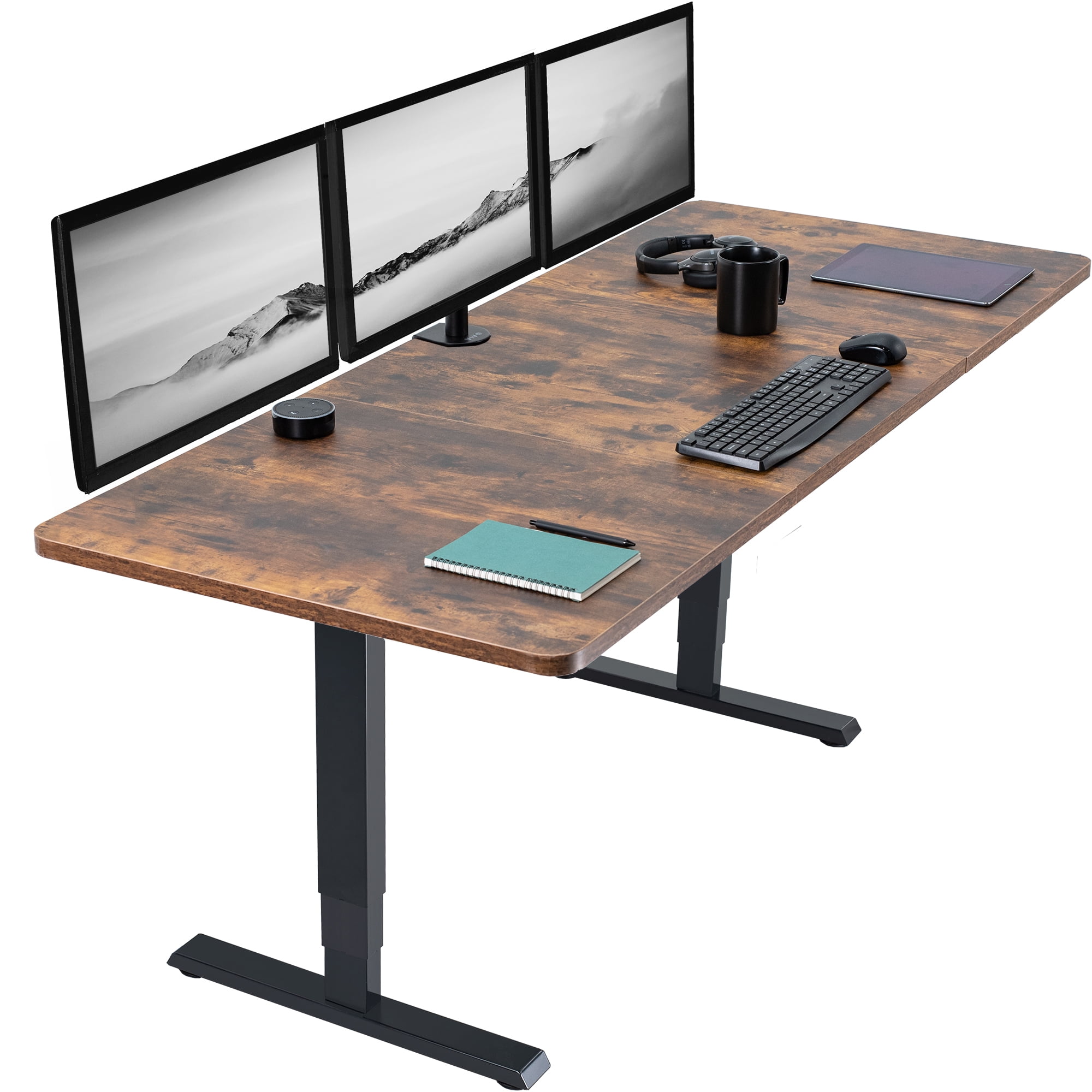 VIVO Electric 71”x30” Stand Up Desk, Rustic Vintage Brown Table Top ...
