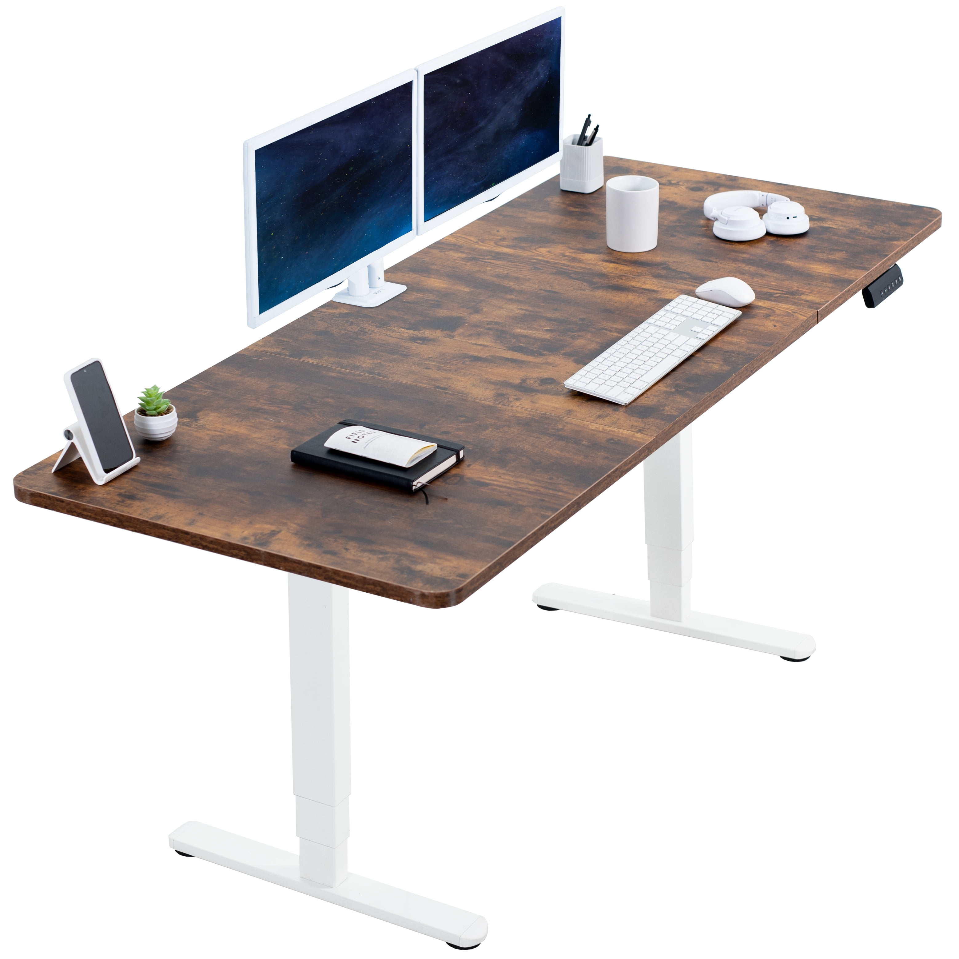 VIVO Electric 71”x30” Stand Up Desk, Rustic Vintage Brown Table Top ...