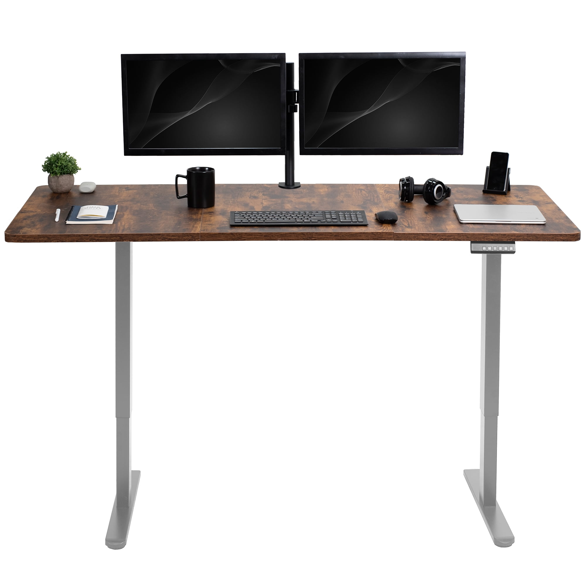VIVO Electric Dual Motor 71” x 30” Standing Desk, Vintage Brown Top ...