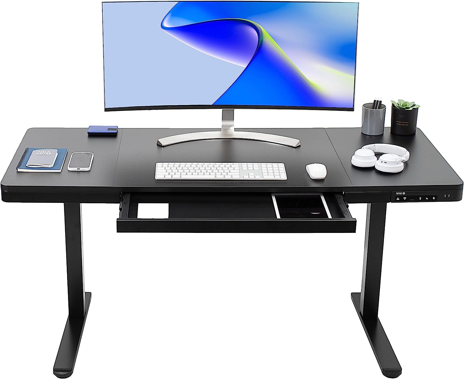 VIVO Electric Height Adjustable 60 x 24 inch Stand Up Desk with Rear ...