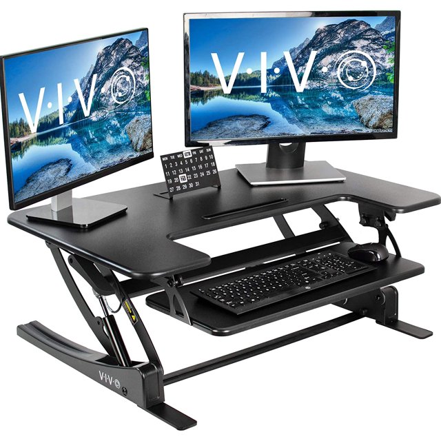 VIVO Electric Height Adjustable Standing Tabletop Desk Converter w/ USB ...
