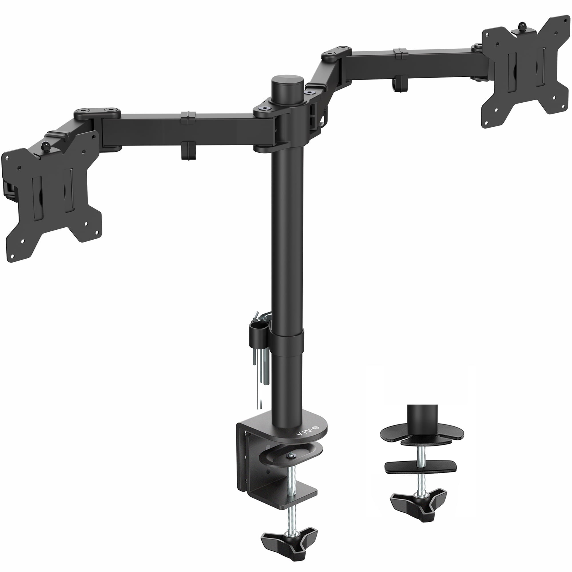 VIVO Adjustable Vertical PC Bracket, Full Motion Dual VESA Monitor Desk ...