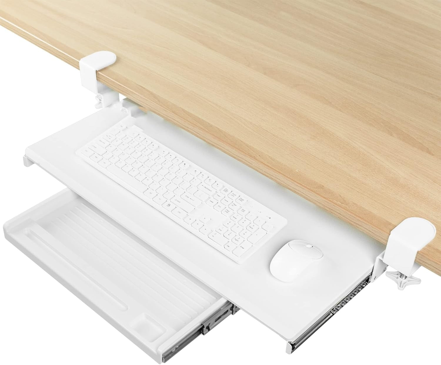 VIVO Large Height Adjustable Under Desk Keyboard Tray, C-clamp Mount ...