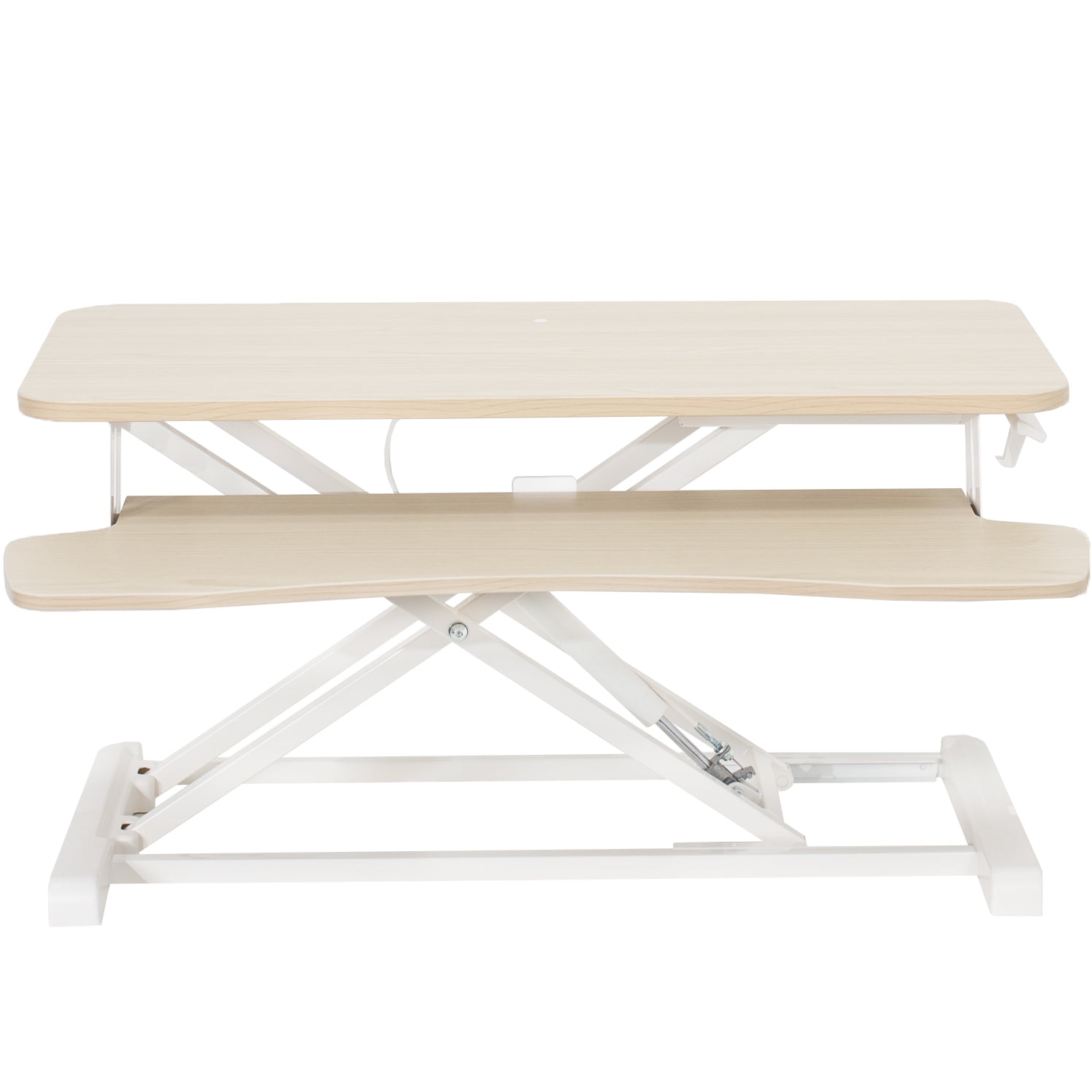 VIVO Adjustable Height Desk Converter, Light Wood Standing 32" Desktop ...