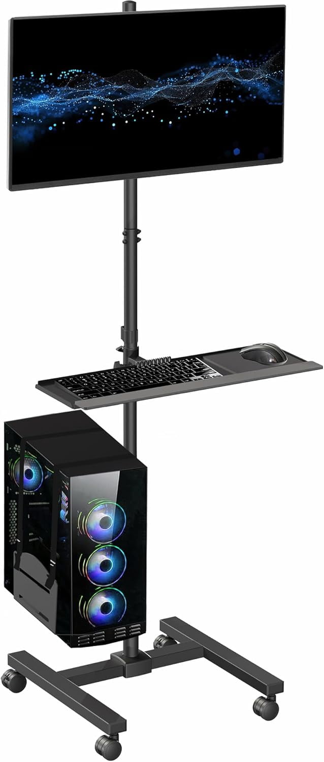 VIVO Mobile Computer Cart with Monitor Mount for up to 32” Screens ...