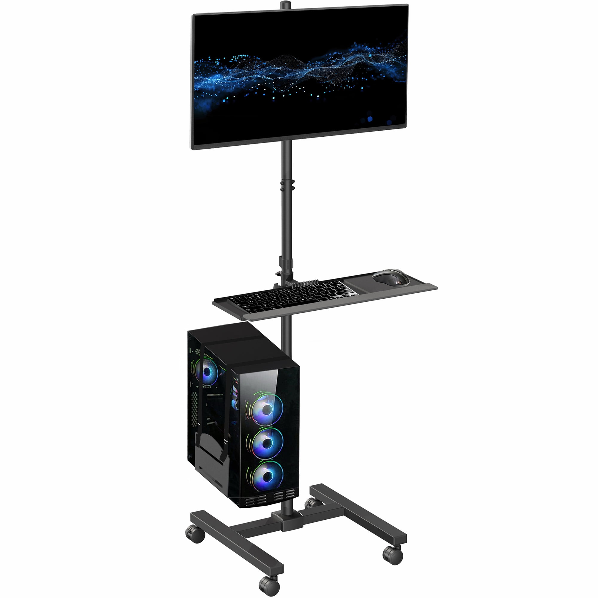 VIVO Mobile Computer Cart with Monitor Mount, PC Holder, Keyboard Tray ...