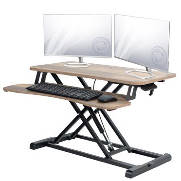 VIVO Black Wood 39" Wide Desktop Stand Ergonomic TV Monitor Riser Desk ...