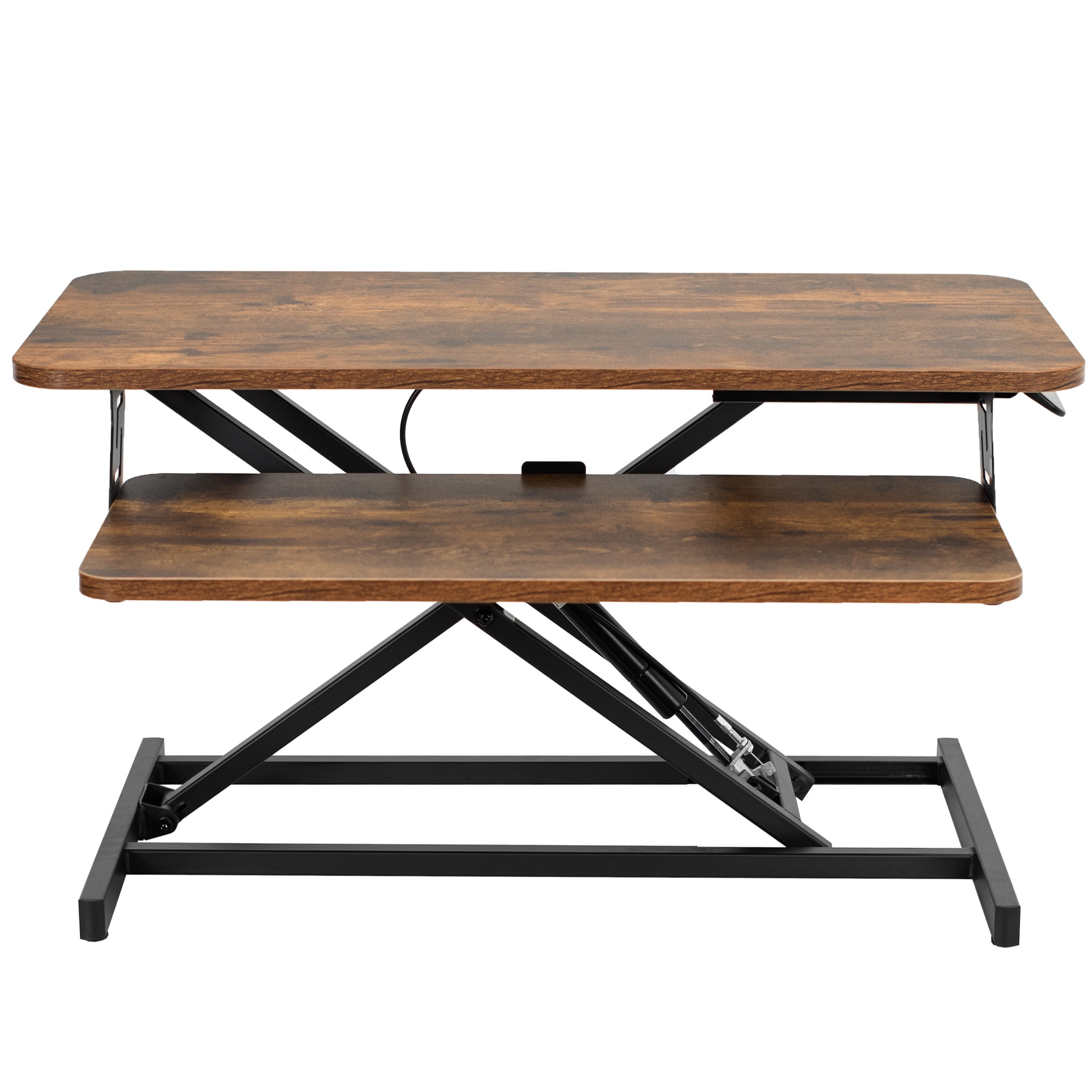 "VIVO Dual Monitor Computer Desk Riser, 32"" Vintage Brown Sit Stand ...