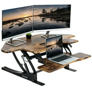 VIVO Black Electric Height Adjustable Corner Desk Riser with Dual ...