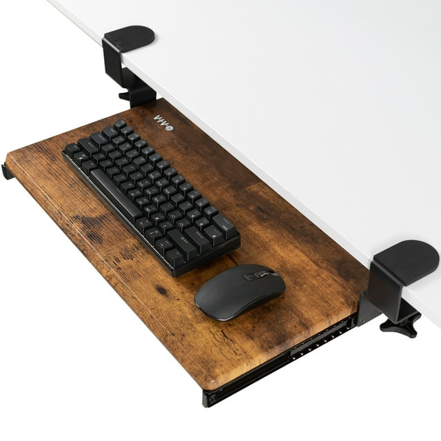 VIVO Adjustable Desktop Sliding Mount, Rustic Vintage Brown Small Clamp ...