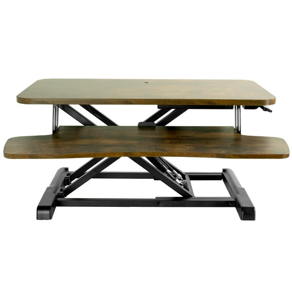 VIVO Vintage Brown Height Adjustable 28" Standing Desk Monitor Riser ...