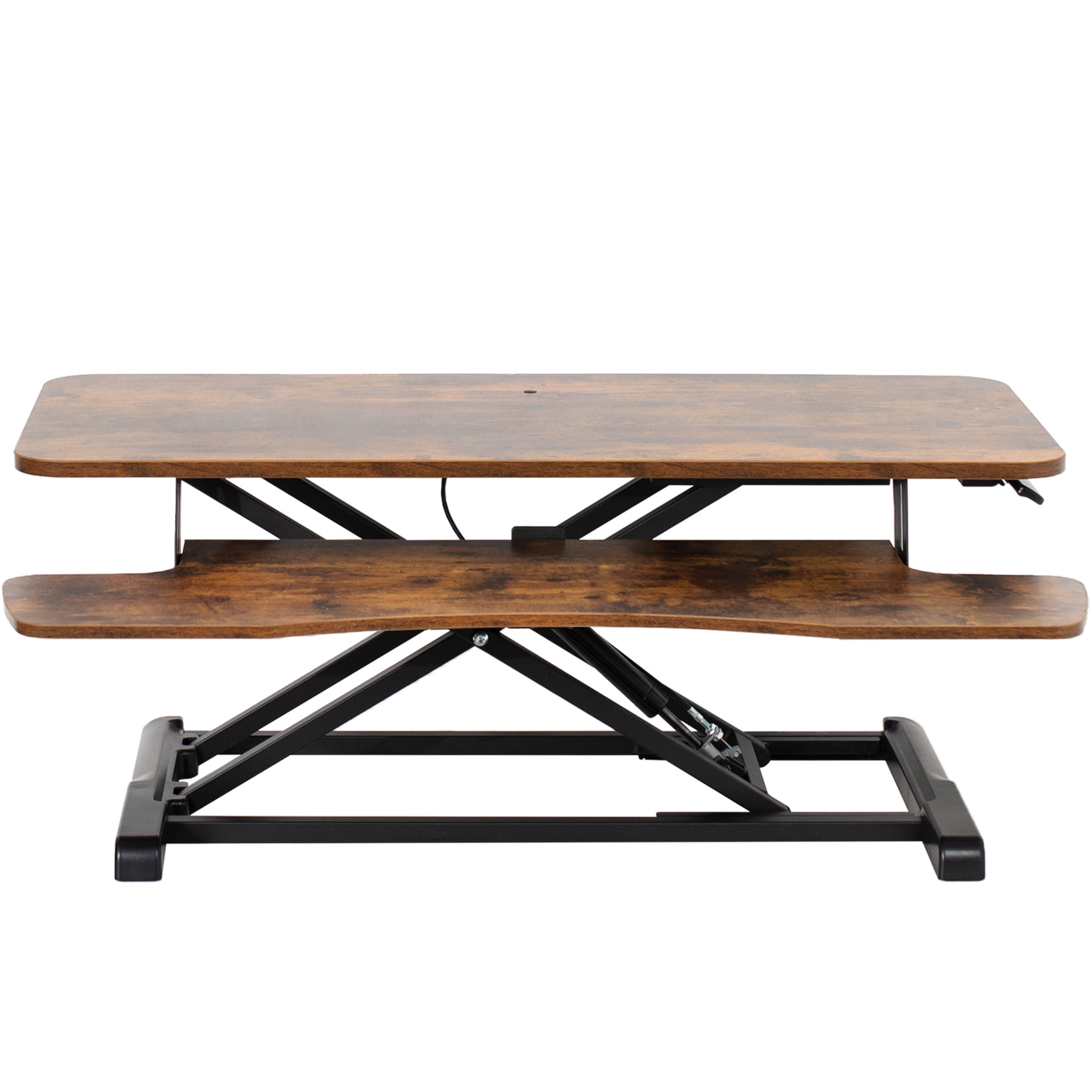 VIVO Vintage Brown Height Adjustable 36" Standing Desk Monitor Riser ...