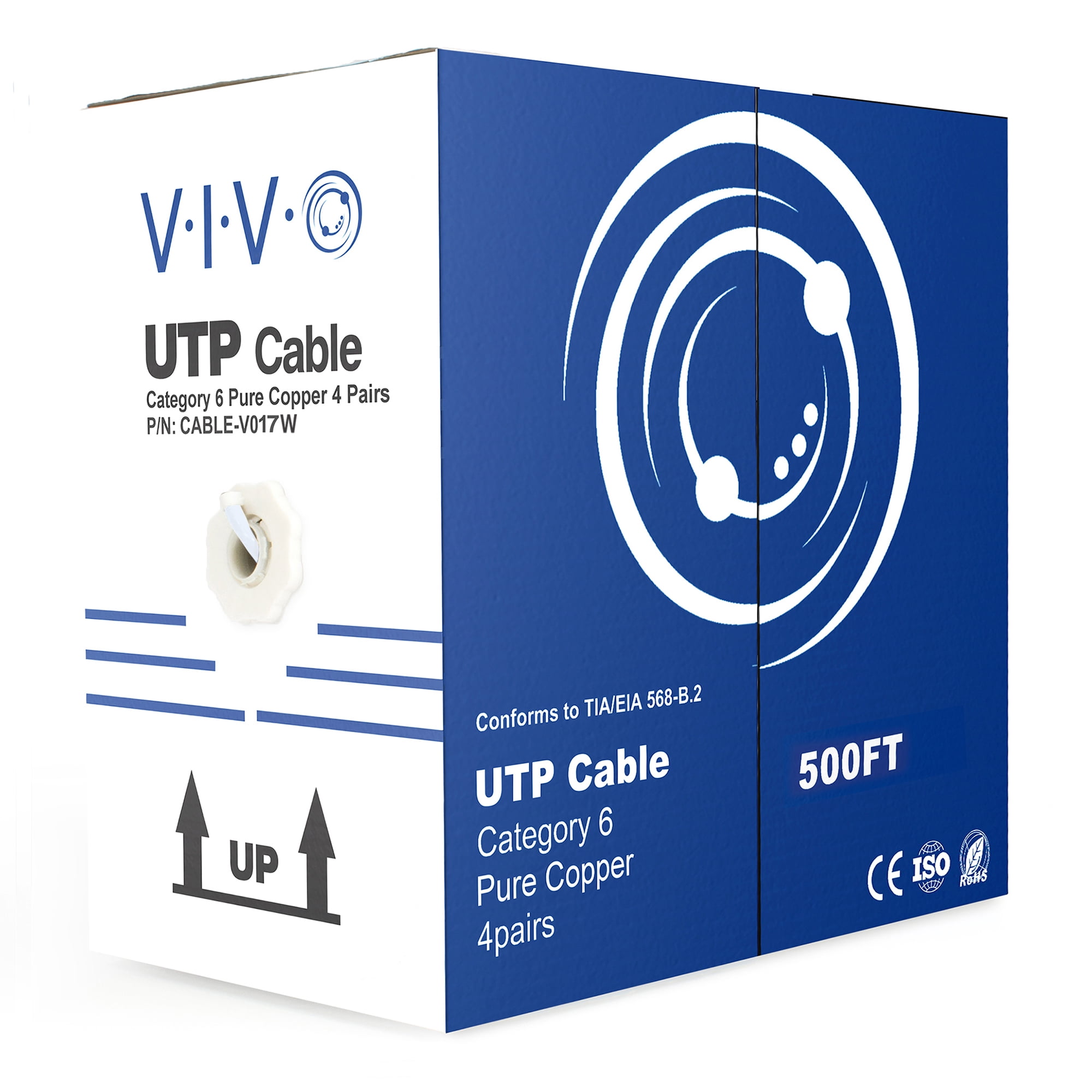 VIVO White 500ft Bulk Cat6 Full Copper Indoor LAN Ethernet Cable | UTP ...