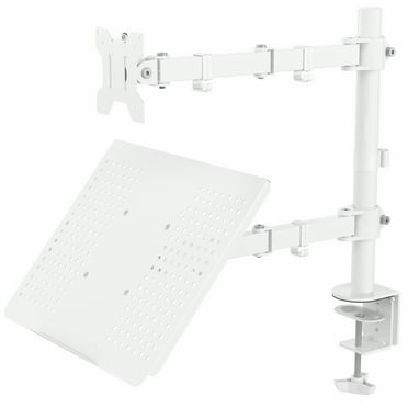 VIVO White Dual Monitor Desk Mount Adjustable Stand, Fits Screens up to ...