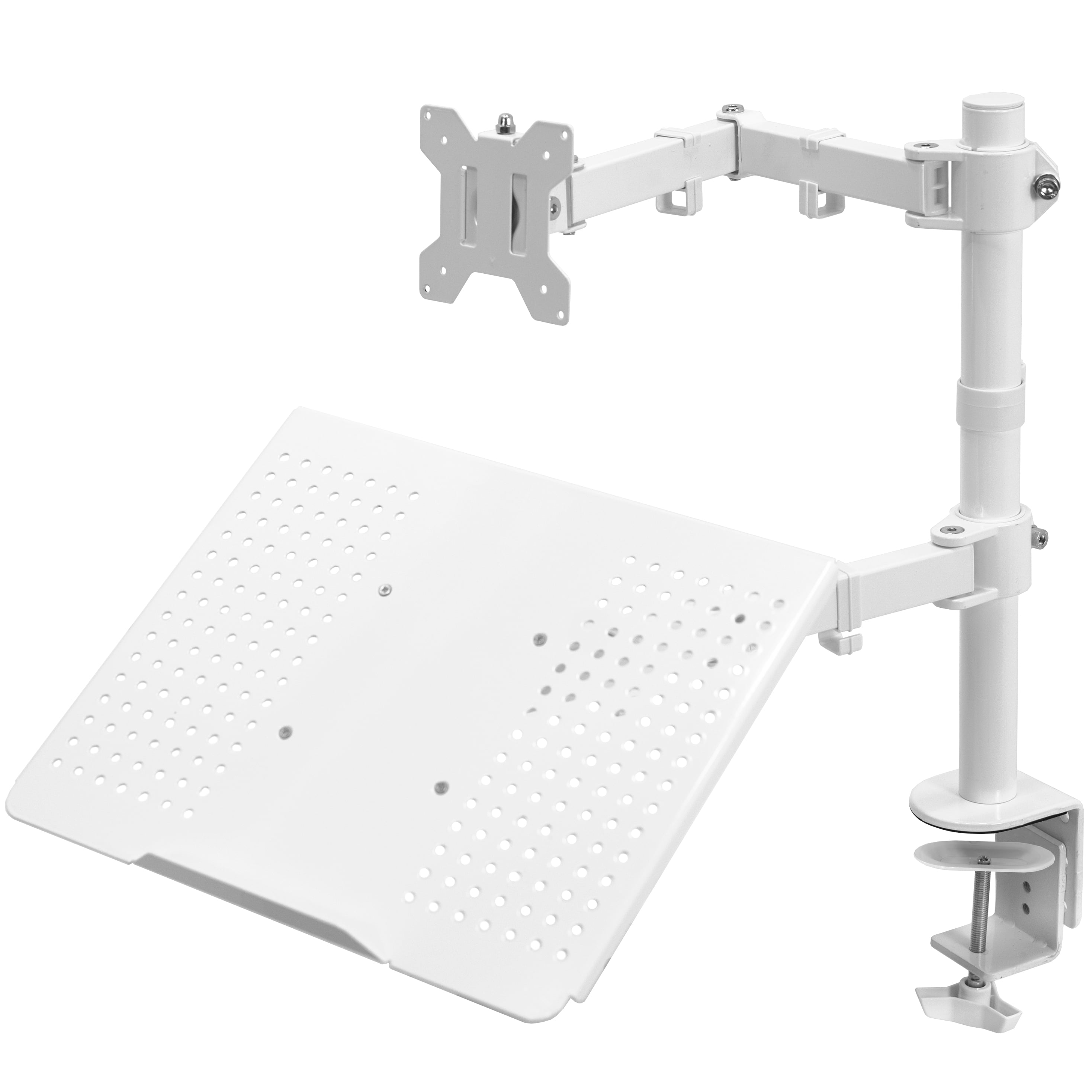 VIVO White Adjustable Laptop & Monitor Desk Mount Stand, Fits 1 Screen ...
