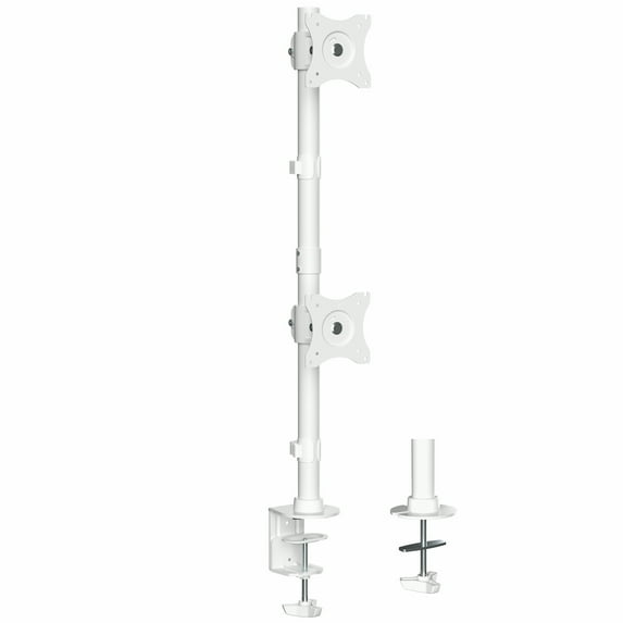 VIVO White Dual Computer Monitor Desk Mount, Vertical Array, 2 Screens ...