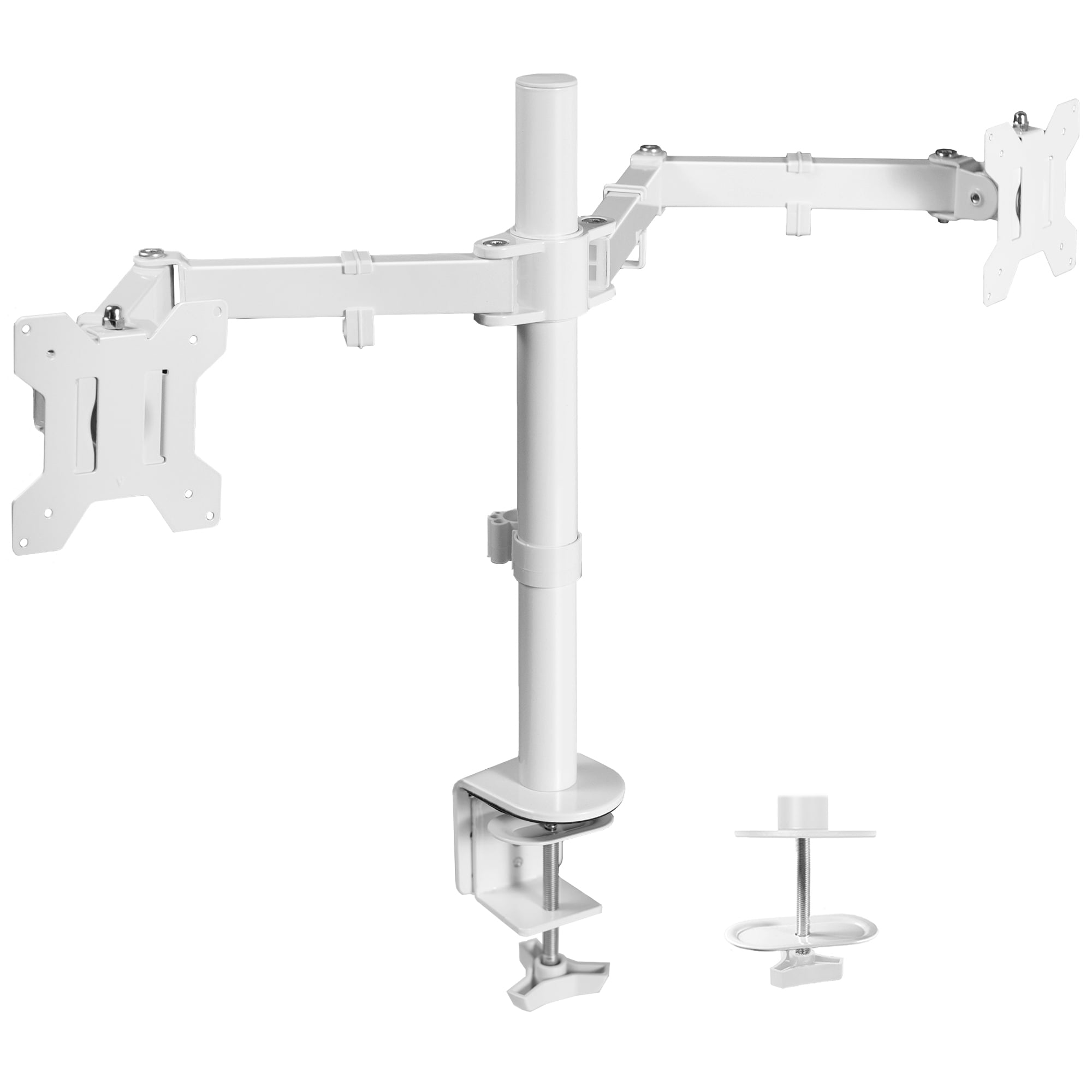 VIVO White Dual Monitor Desk Mount Adjustable Stand, Fits Screens up to ...