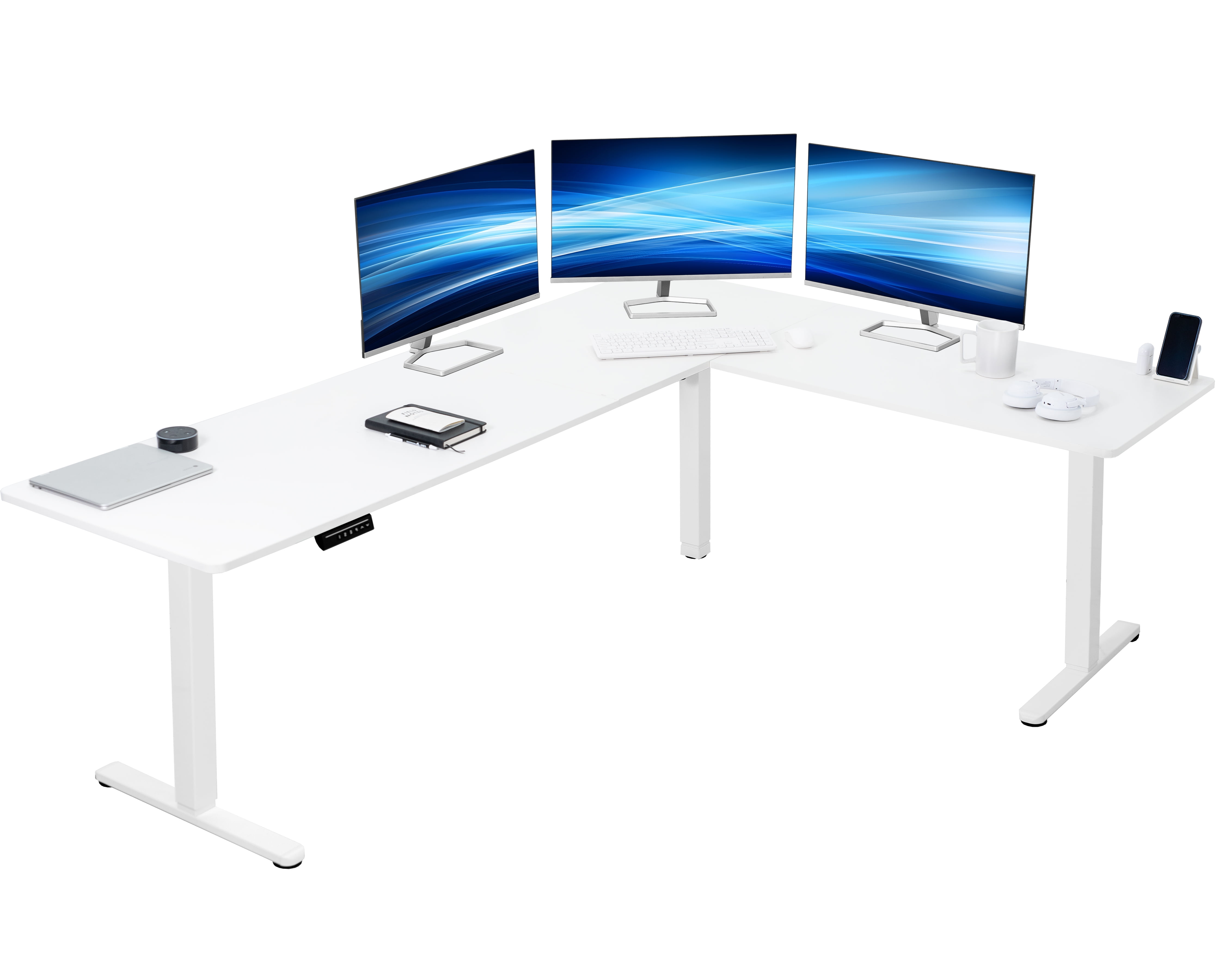 VIVO White Electric 84" x 63" Corner Standing Desk, L-Shaped ...