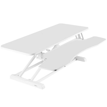 VIVO Black Carbon Fiber Height Adjustable 42" Standing Desk Monitor ...