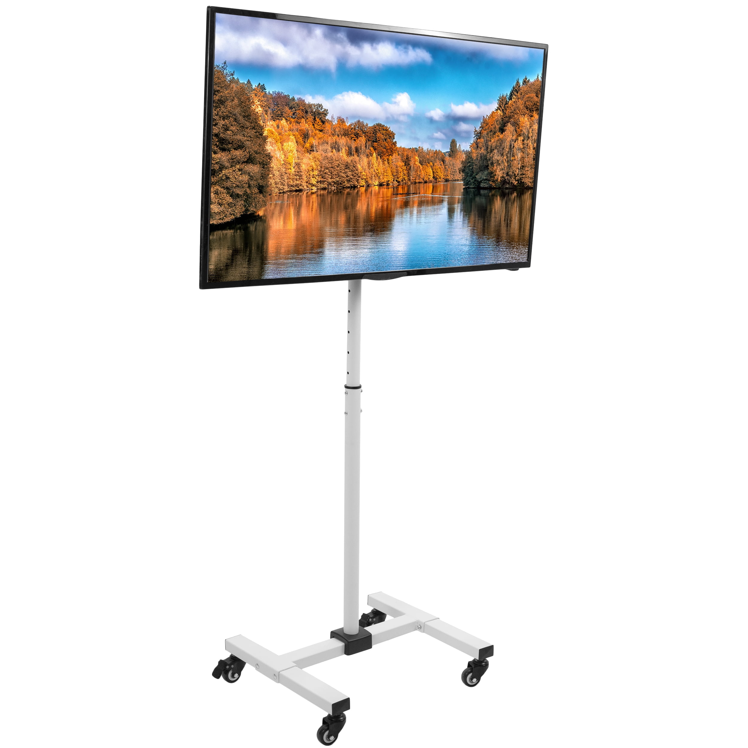 VIVO White Mobile 13" to 50" TV Floor Stand, Height Adjustable Mount w ...